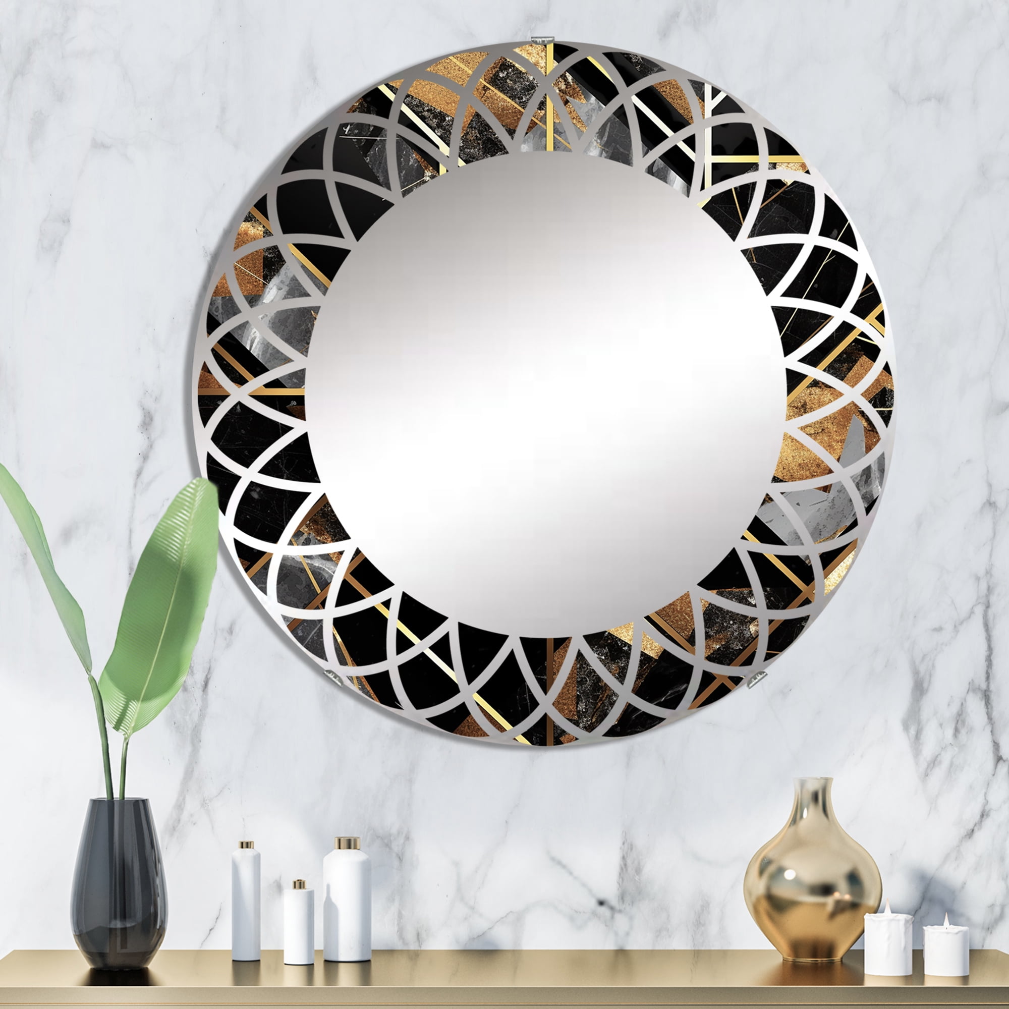 Designart "Opulent Marble Granite Agate with Gold Detailing XVI" Modern ...