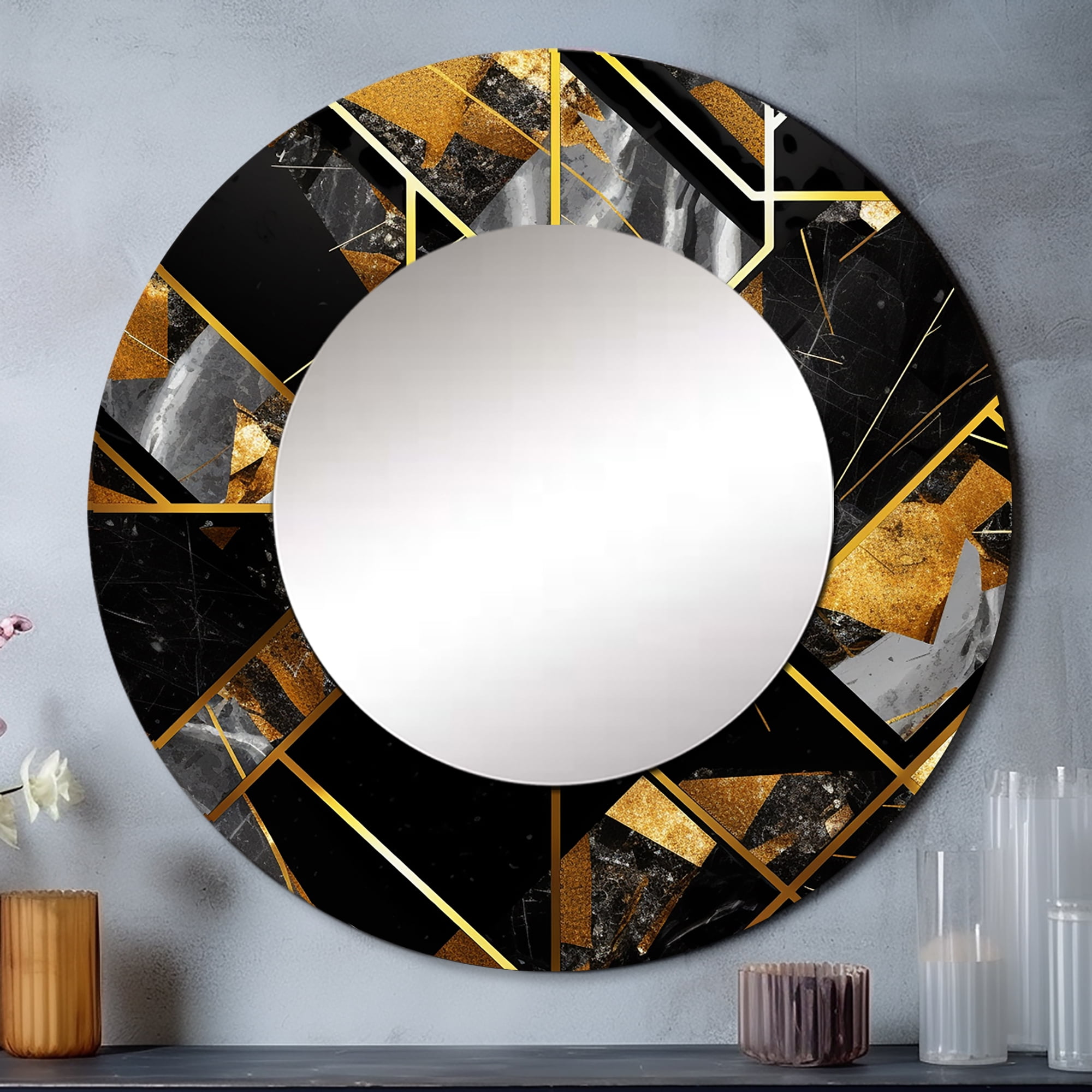 Designart "Opulent Marble Granite Agate with Gold Detailing XVI" Modern ...