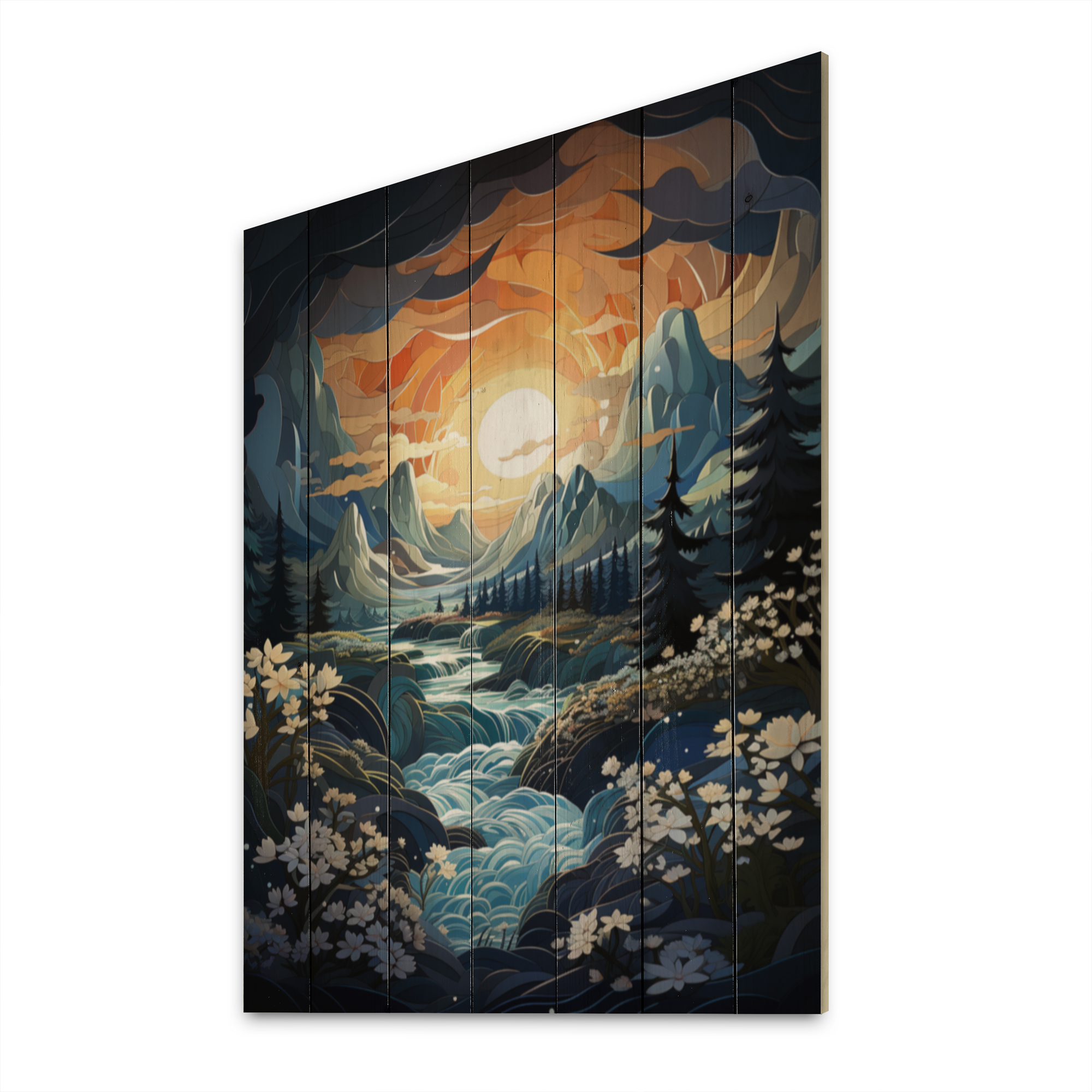 Designart "Orange Blue Iceberg Arctic Majesty Papercut I" Nautical ...