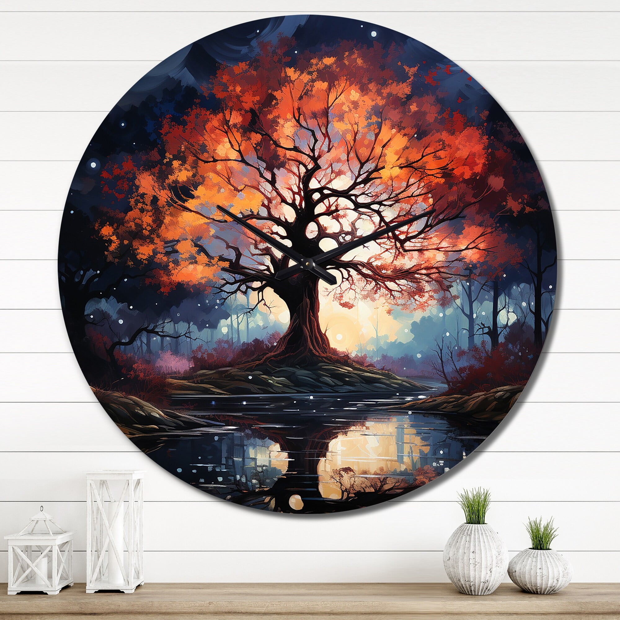 Designart "Orange Blue magic Maple Trees" Landscapes Oversized Wall ...