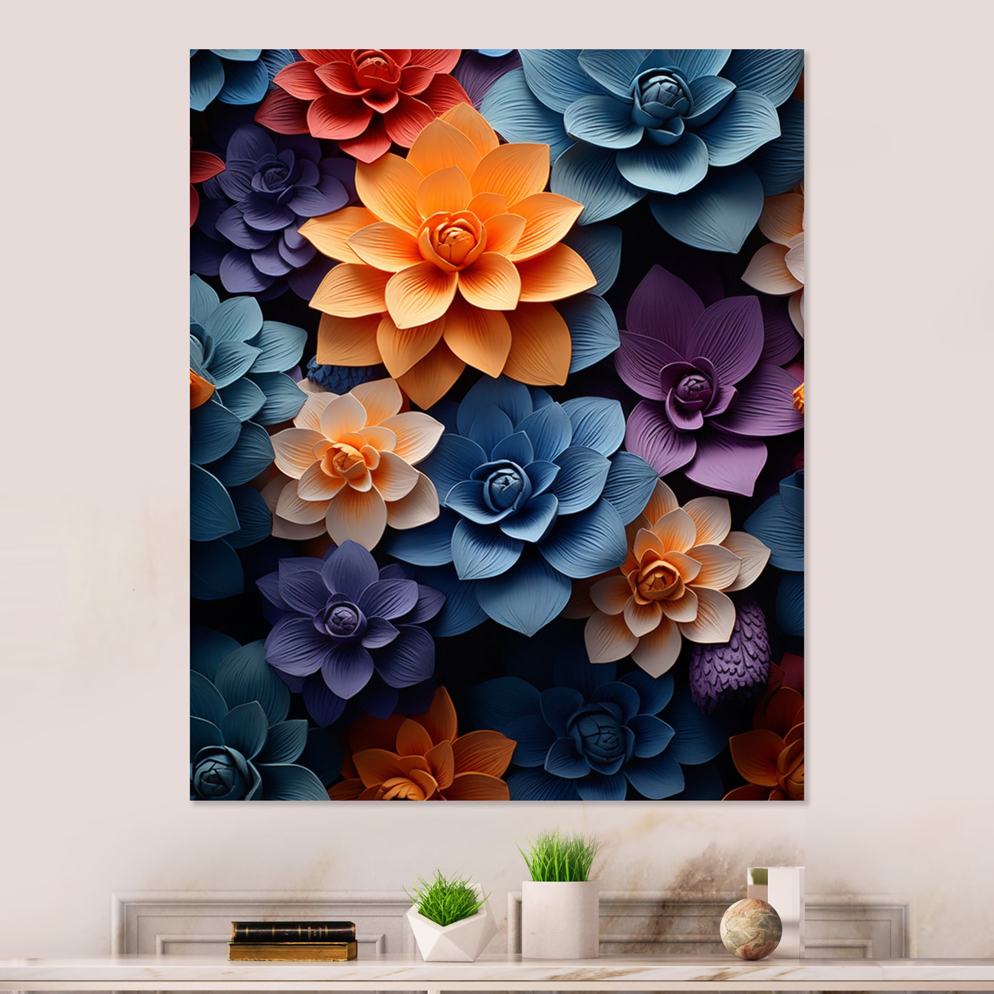 Designart "Orange Blue modern Still Lifes II" Abstract Still Lifes ...