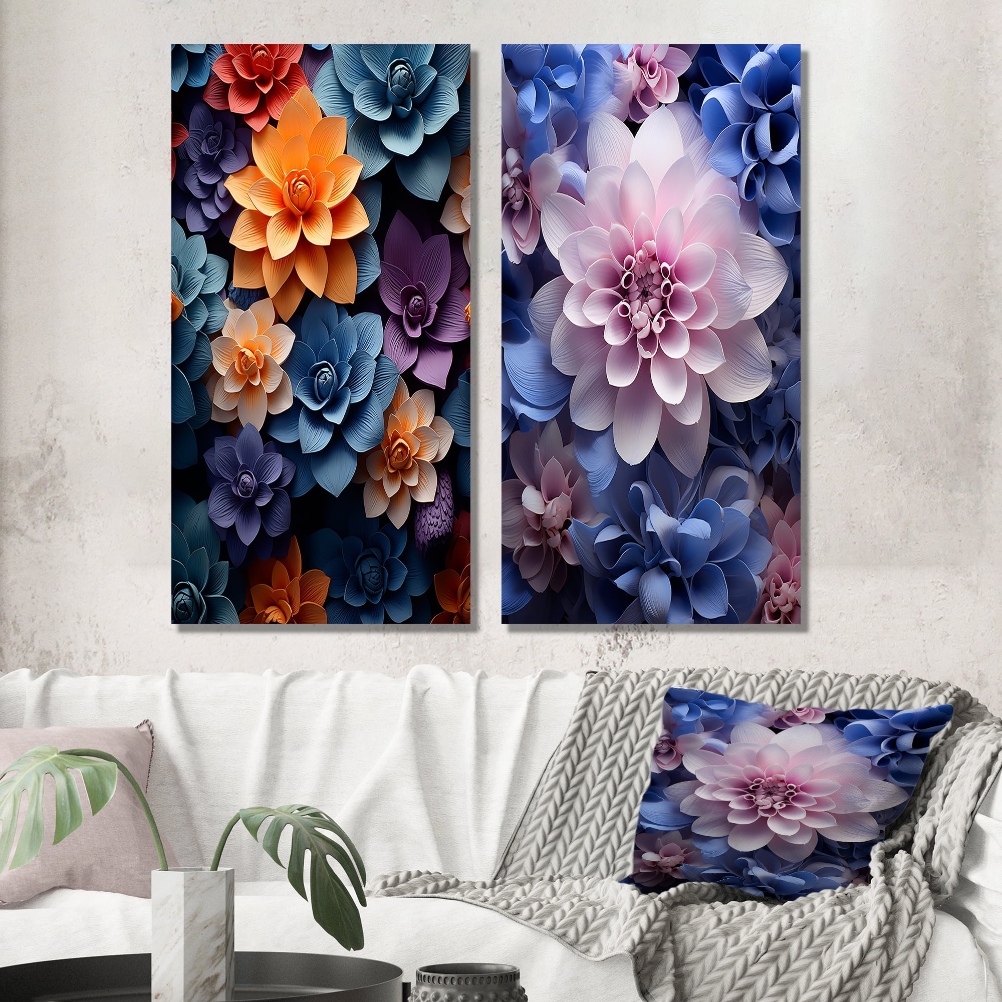 Designart "Orange Blue modern Still Lifes II" Abstract Still Lifes Wall ...