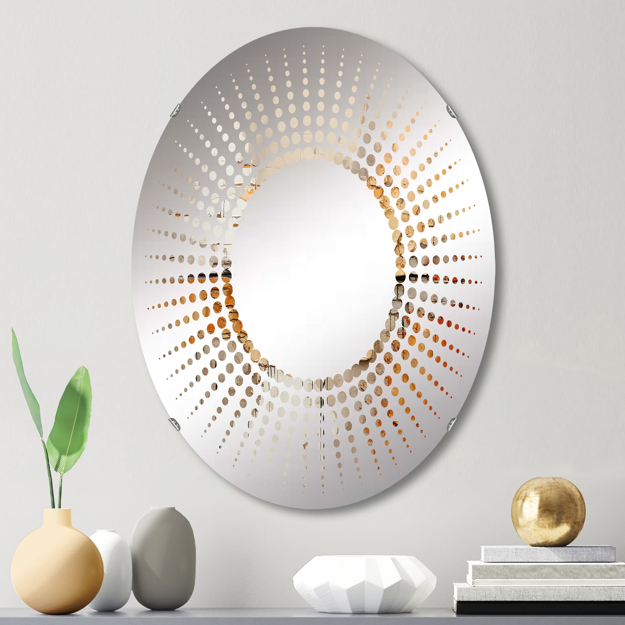 Designart "Orange Expressions I" Abstract Collages Starburst Round Wall ...