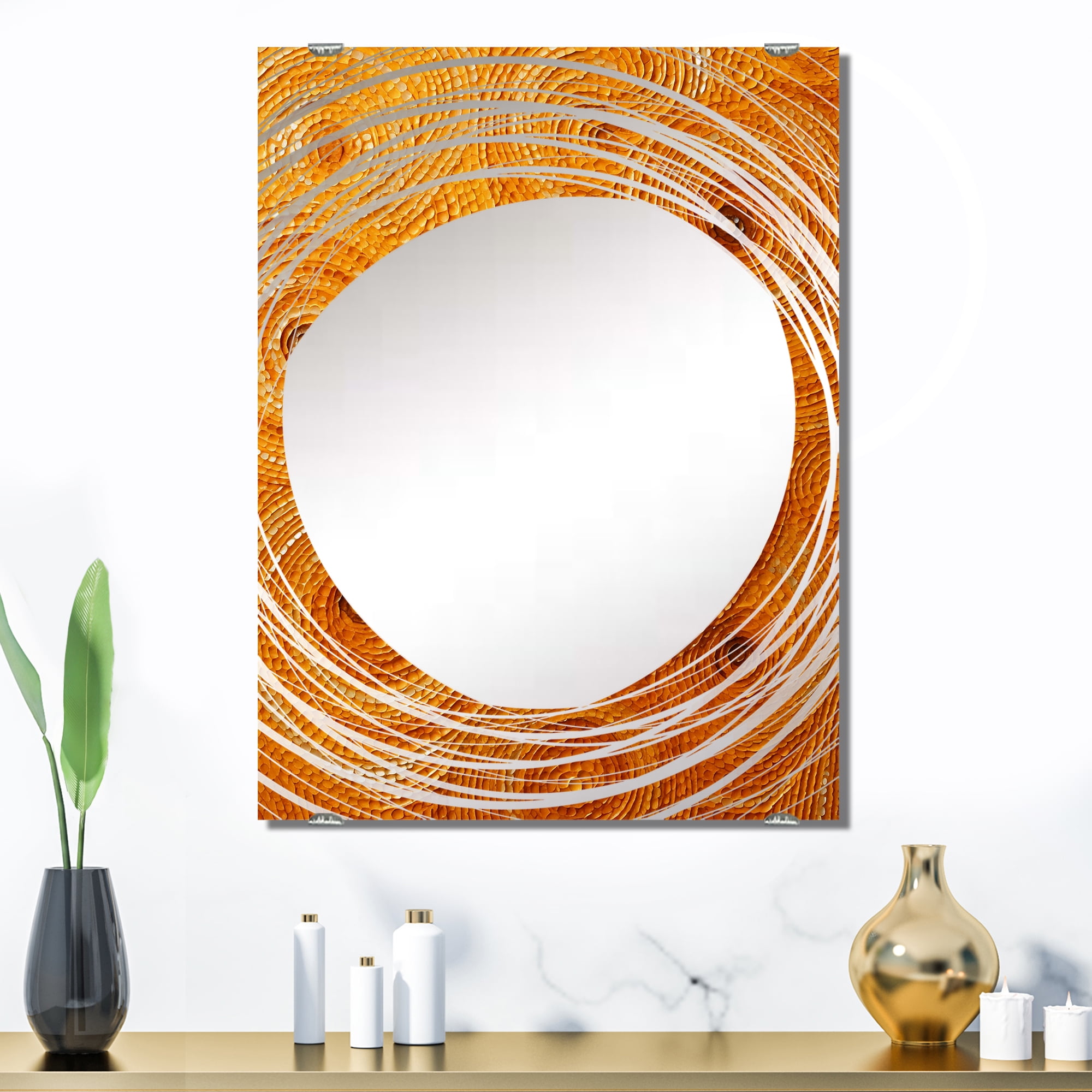 Designart "Orange Floral Twilight Dream Collage III" Abstract Collages ...