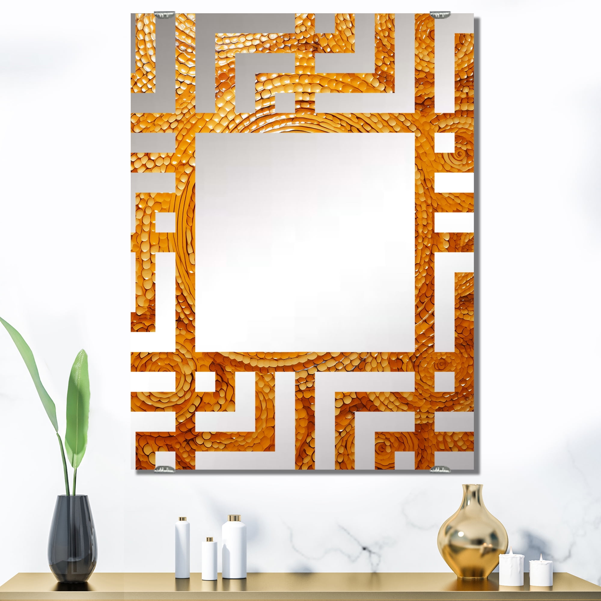 Designart "Orange Floral Twilight Dream Collage IV" Abstract Collages ...