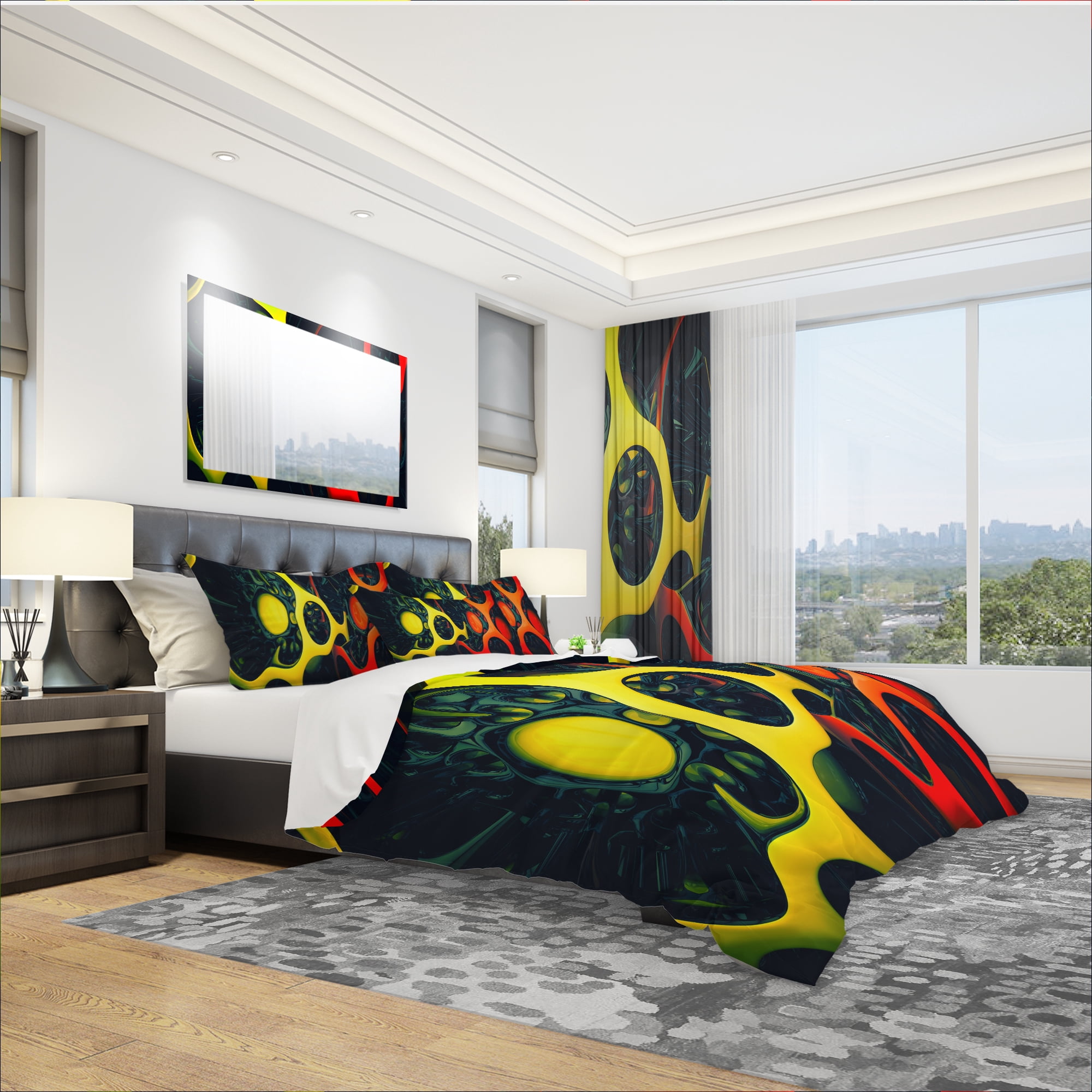 Free Shipping! Designart Abstract Yellow Geo Art Duvet Cover Set ...