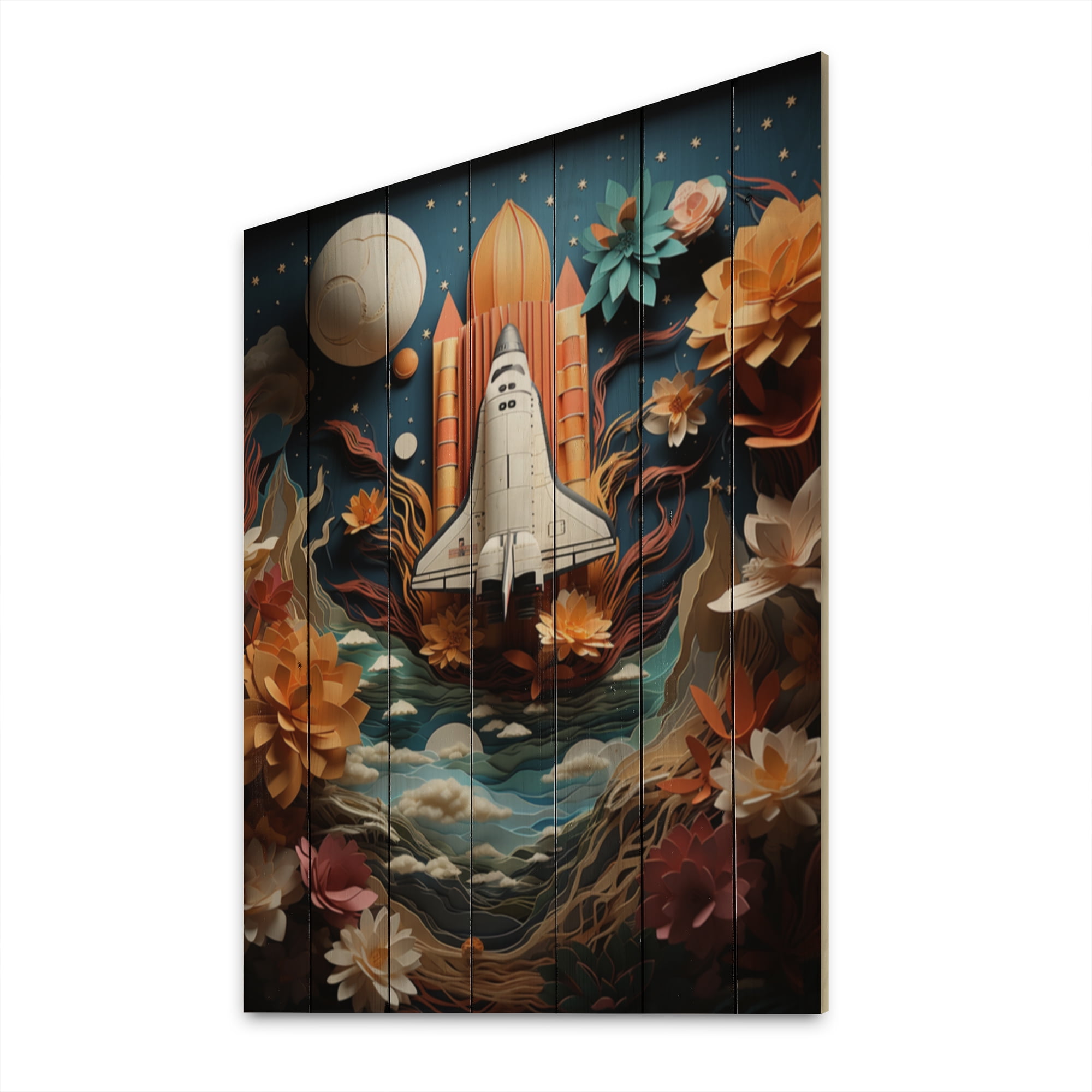 Designart "Orbiting Earth Space Shuttle Adventure II" Space Shuttle ...