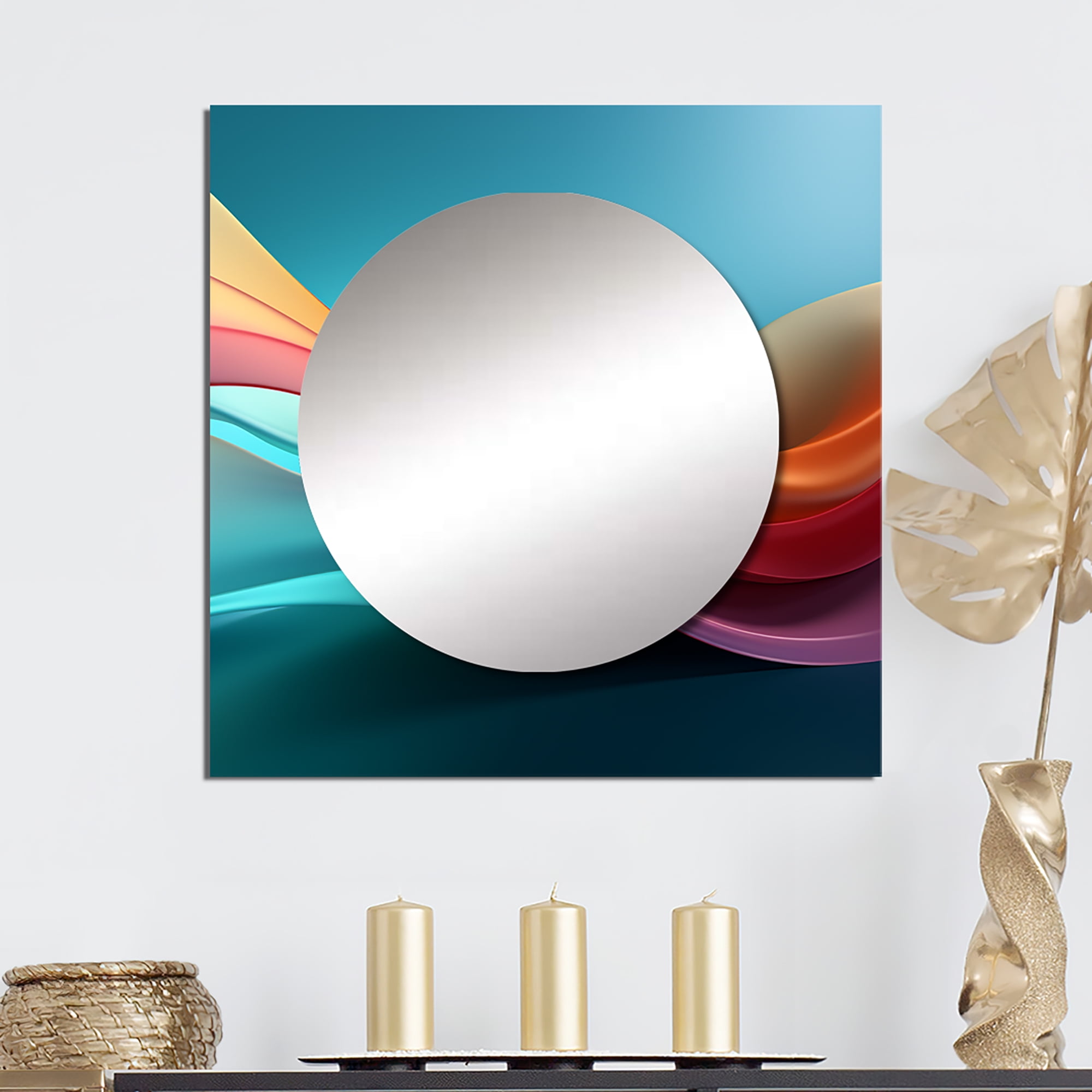 Designart "Orchestration of Hues III" Abstract Shapes Square Mirror For ...