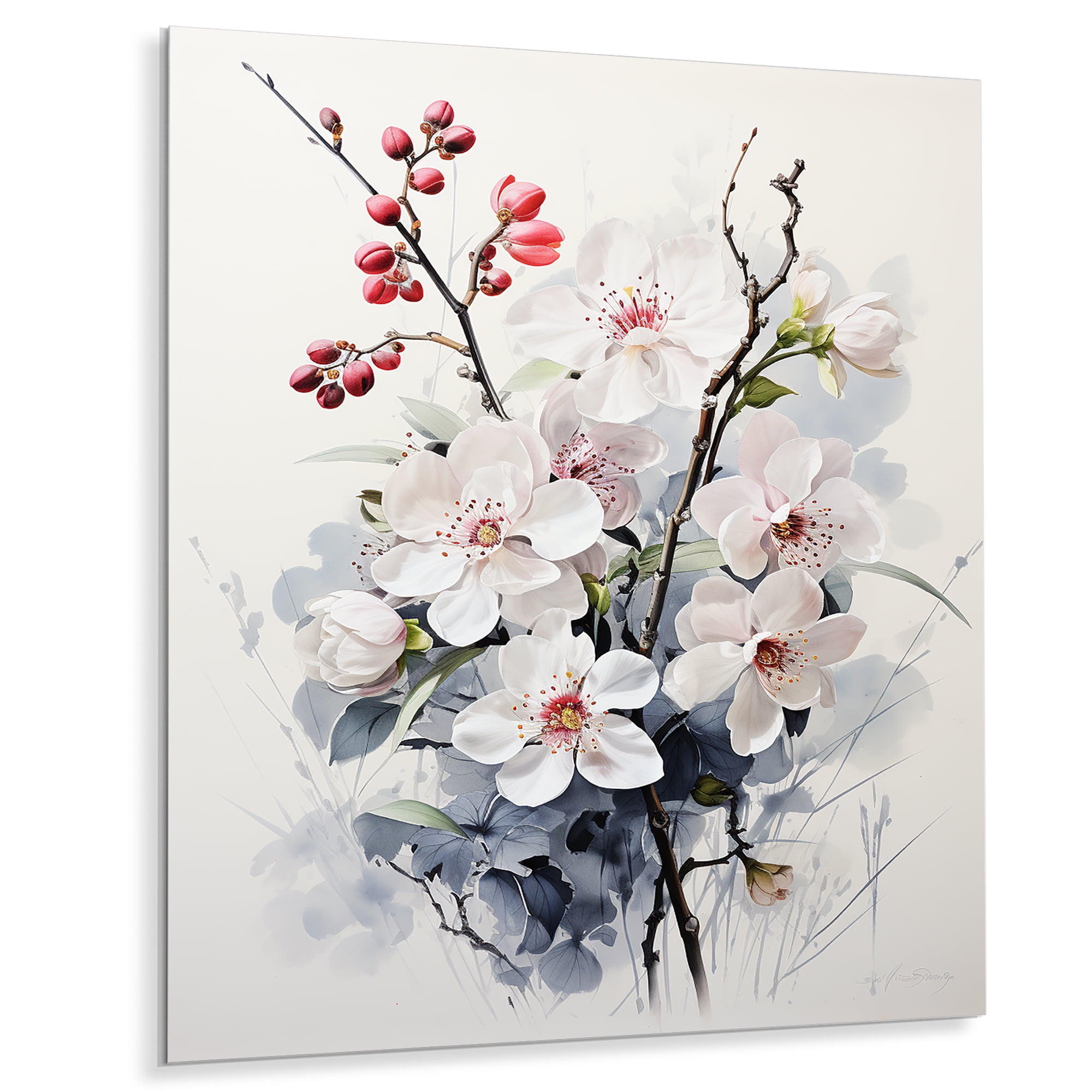 Designart "Orchids Flowers Asian Painting III" Asian Metal Wall Art ...