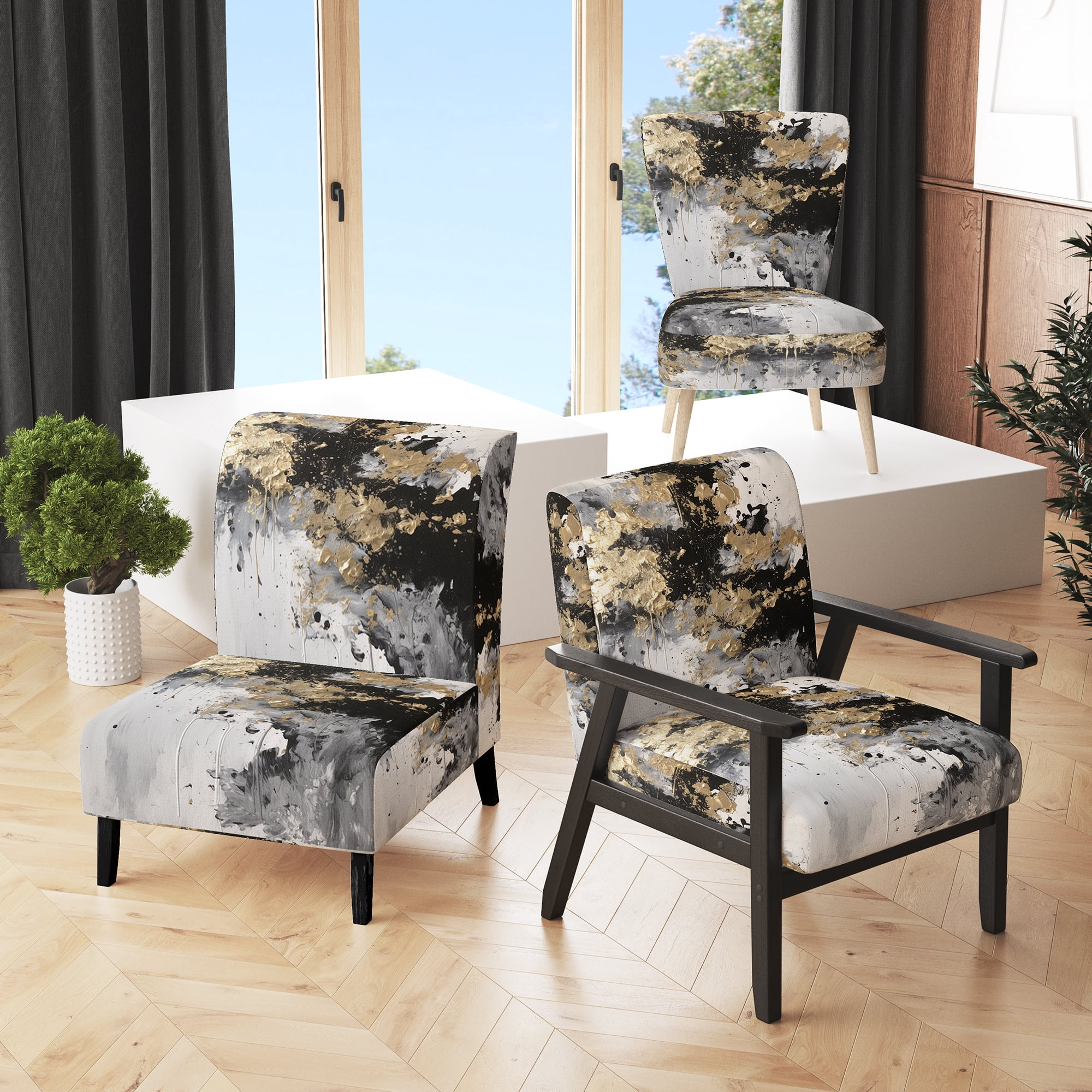 Designart "Organic Bliss Minimal Abstract Gold And Black II ...