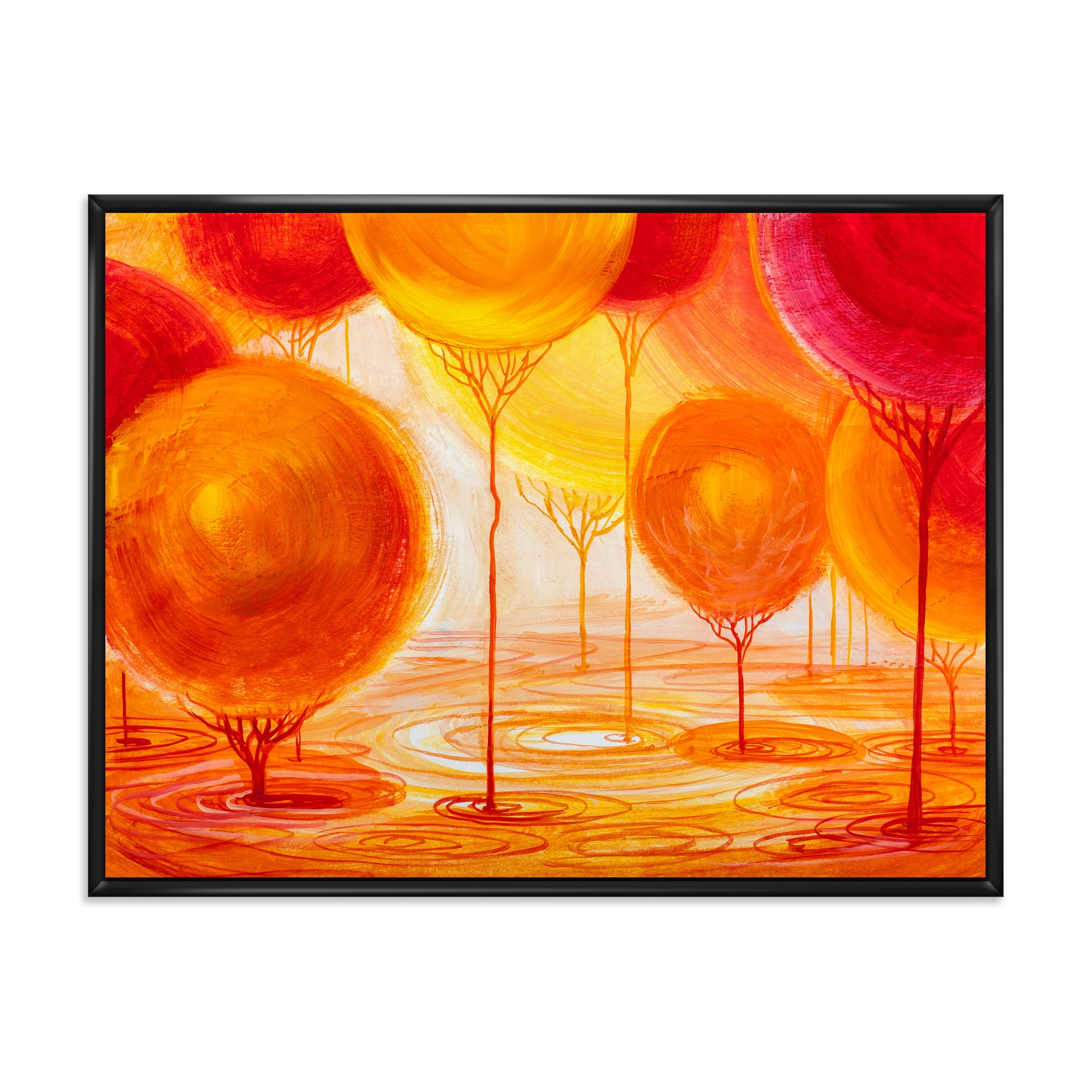 Designart 'Ornamental Colourful Trees II' Modern Framed Canvas Wall Art ...