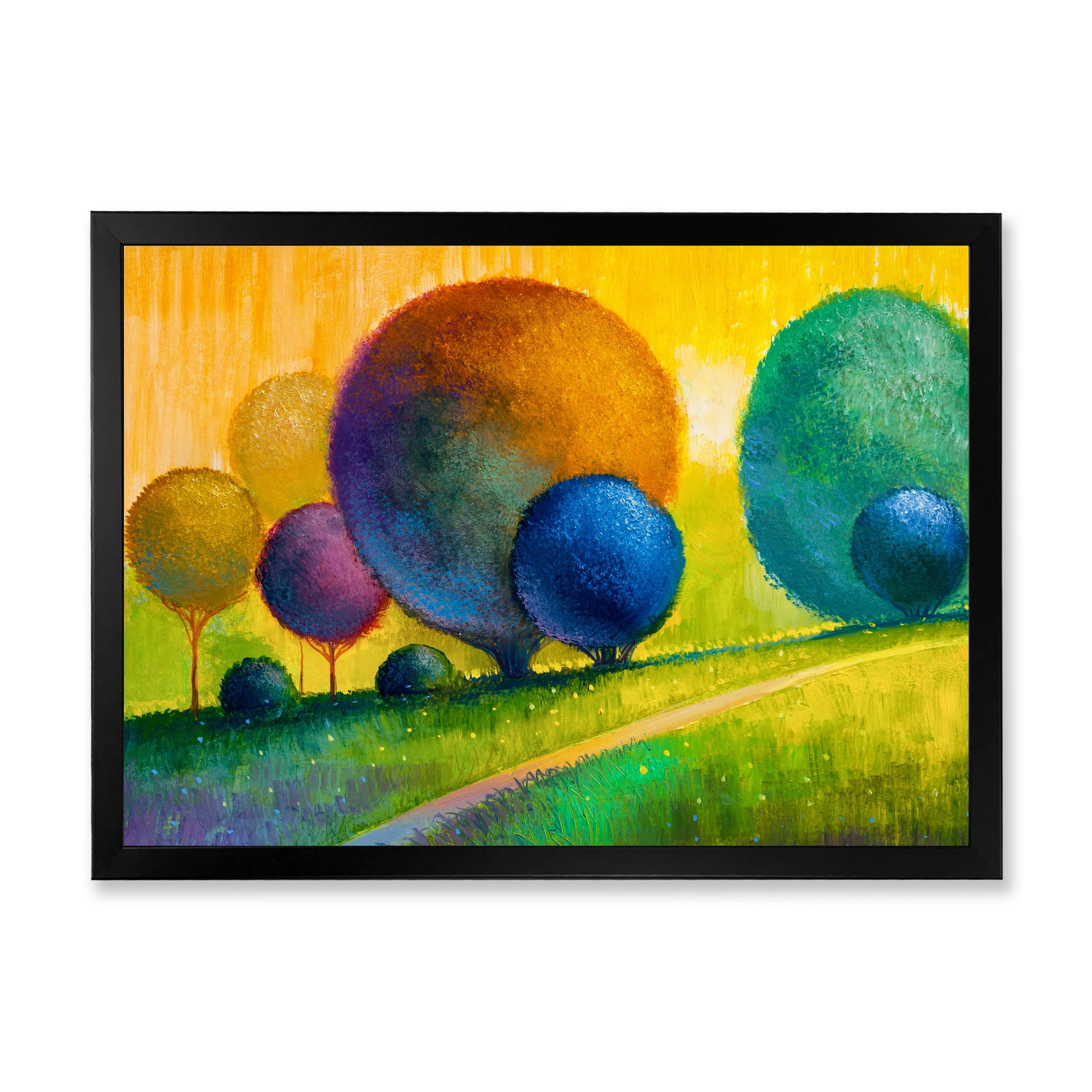 Designart 'Ornamental Colourful Trees III' Modern Framed Art Print ...