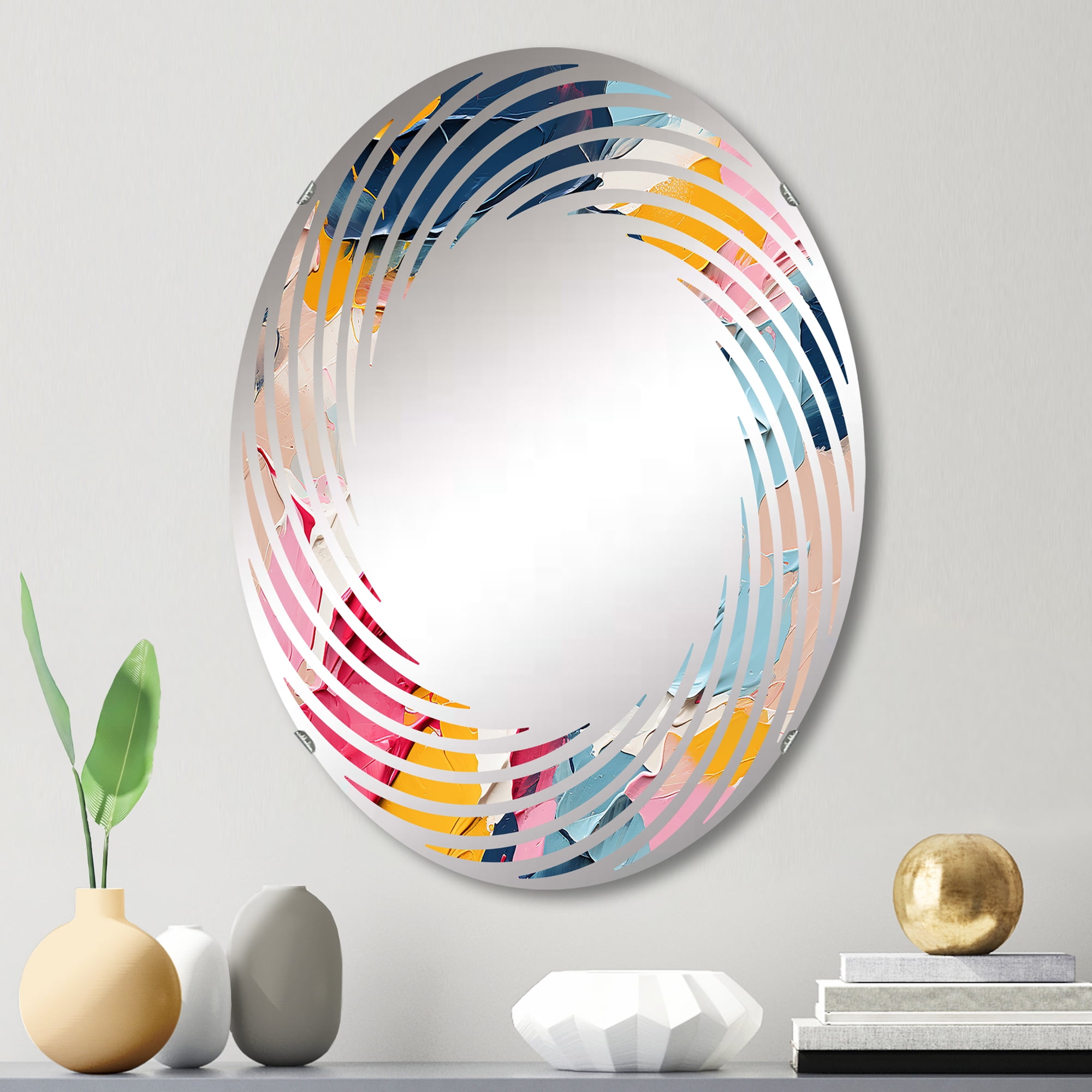 Designart "Overlapping Watercolor Stripes in Blue and Pink" Abstract ...