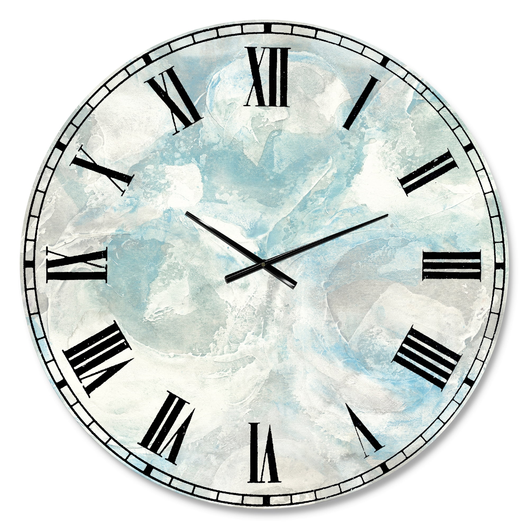 Designart Oversized Blue Analog Round Coastal Wall Clocks, CLM30373-C38 ...