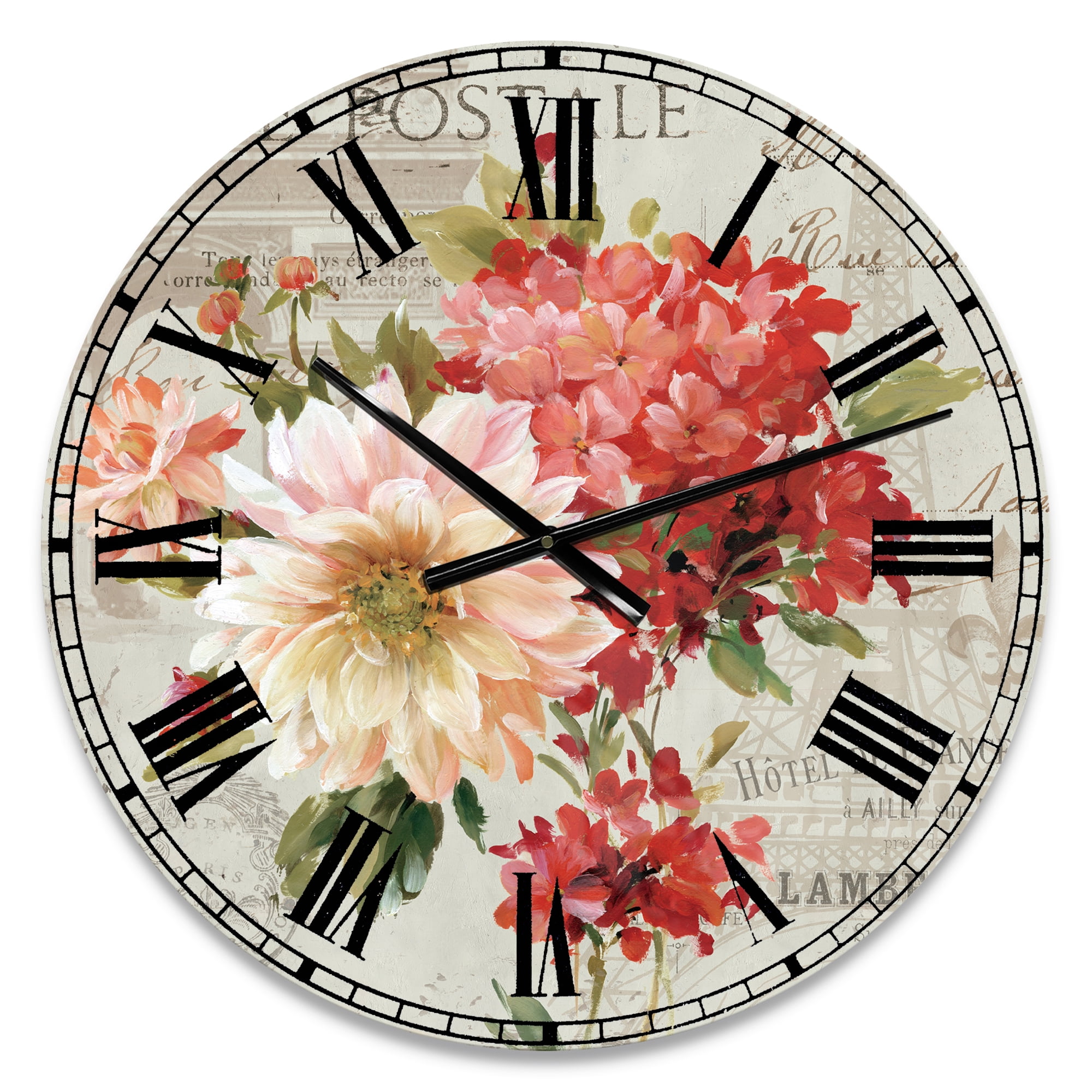 Designart Oversized Gray Analog Round Traditional Wall Clocks, CLM31082 ...