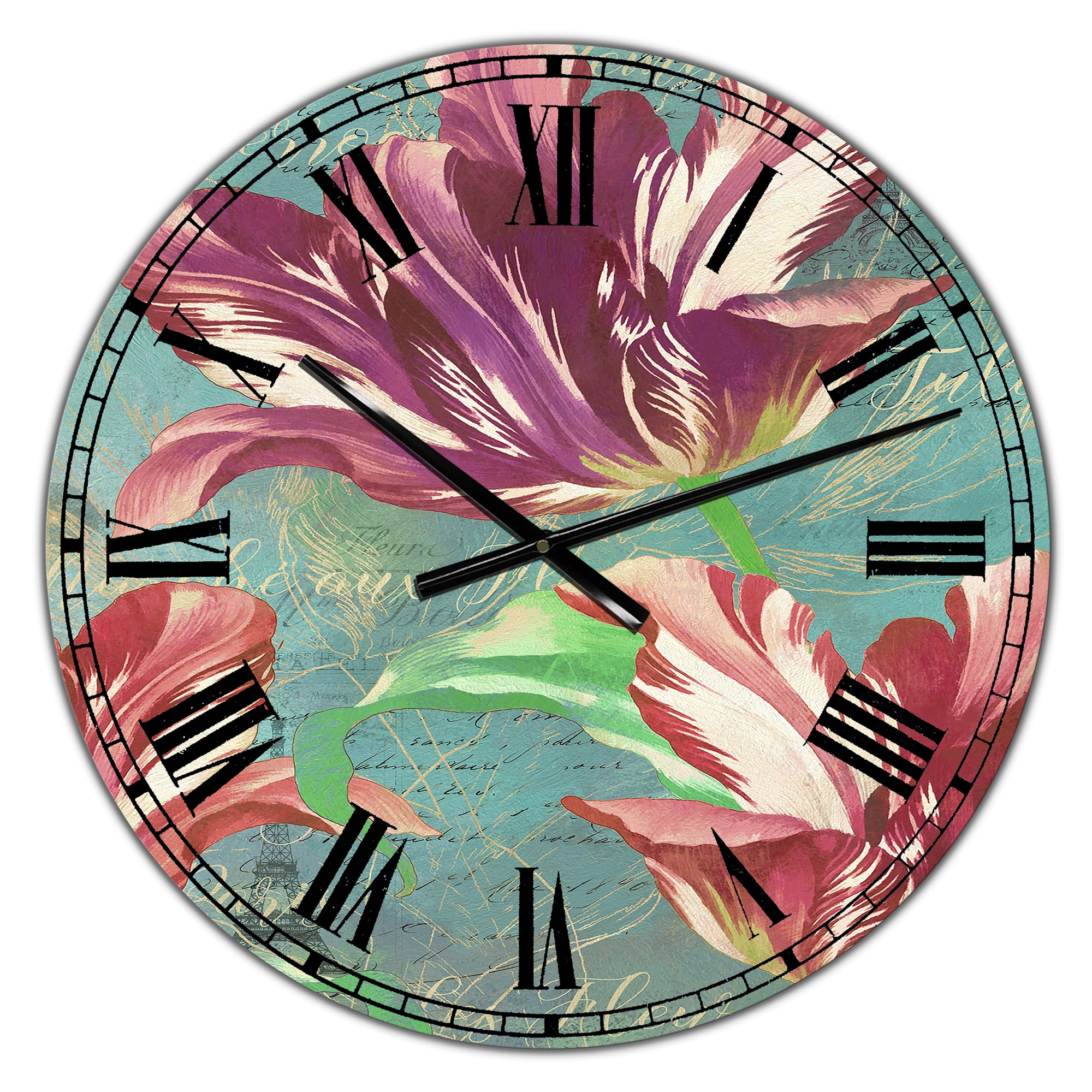 Designart Oversized Multicolor Analog Round Cottage Modern Wall Clocks ...