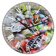 Infinity Instruments Analog Round Natural Mid-Century Wall Clock ...