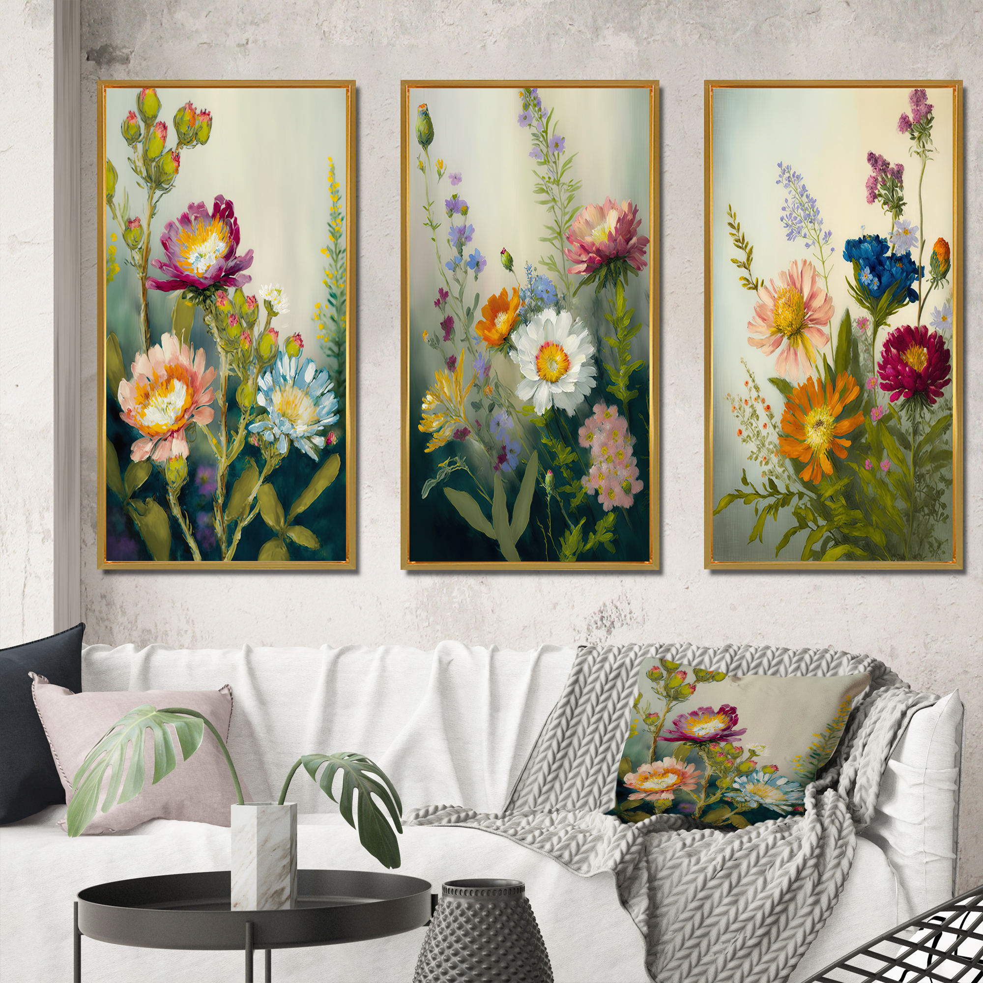 Designart "Painted Wildflowers in Bloom IV" Floral Bouquet Framed Wall ...