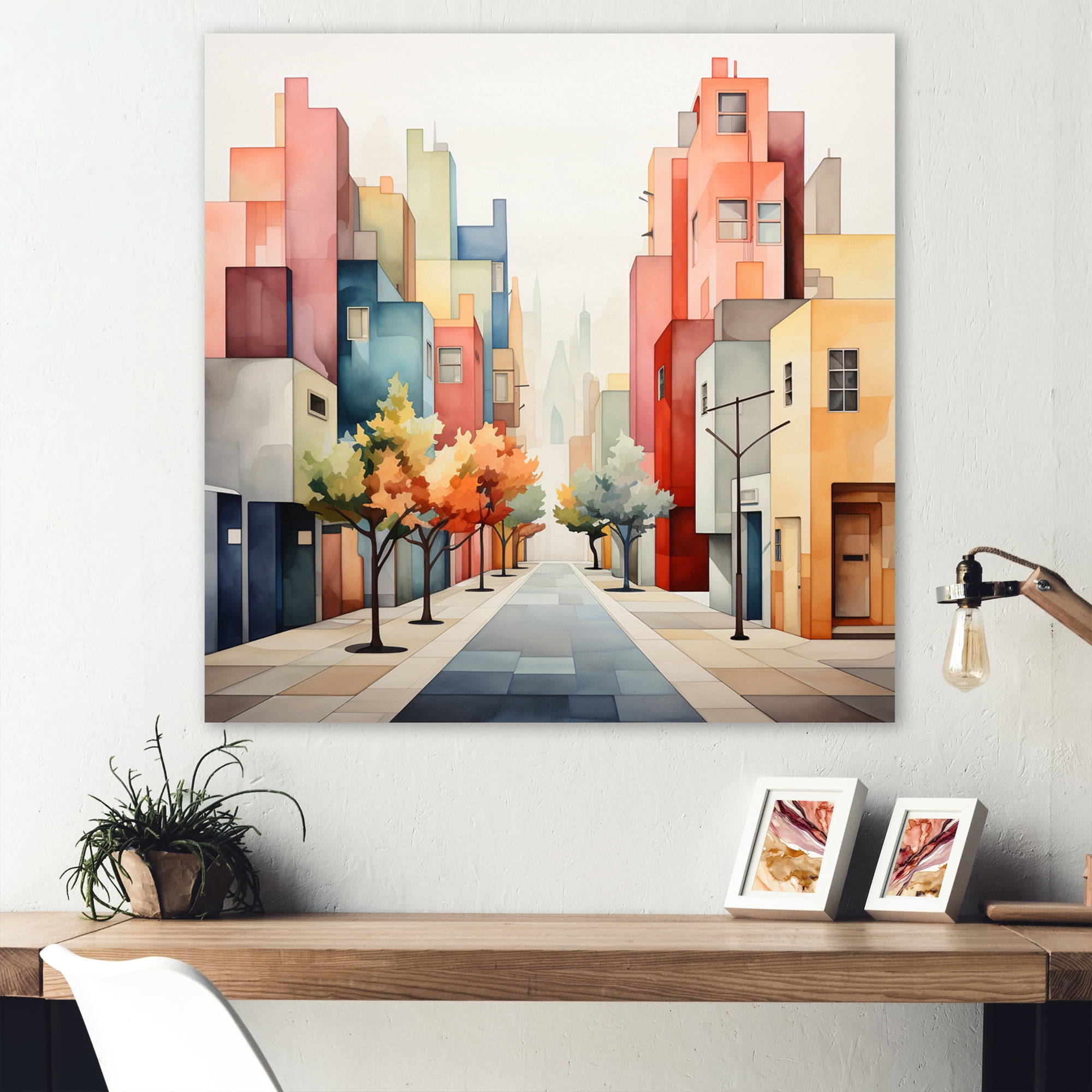 Designart "Painting the Street Art I" Cityscapes Metal Wall Decor ...