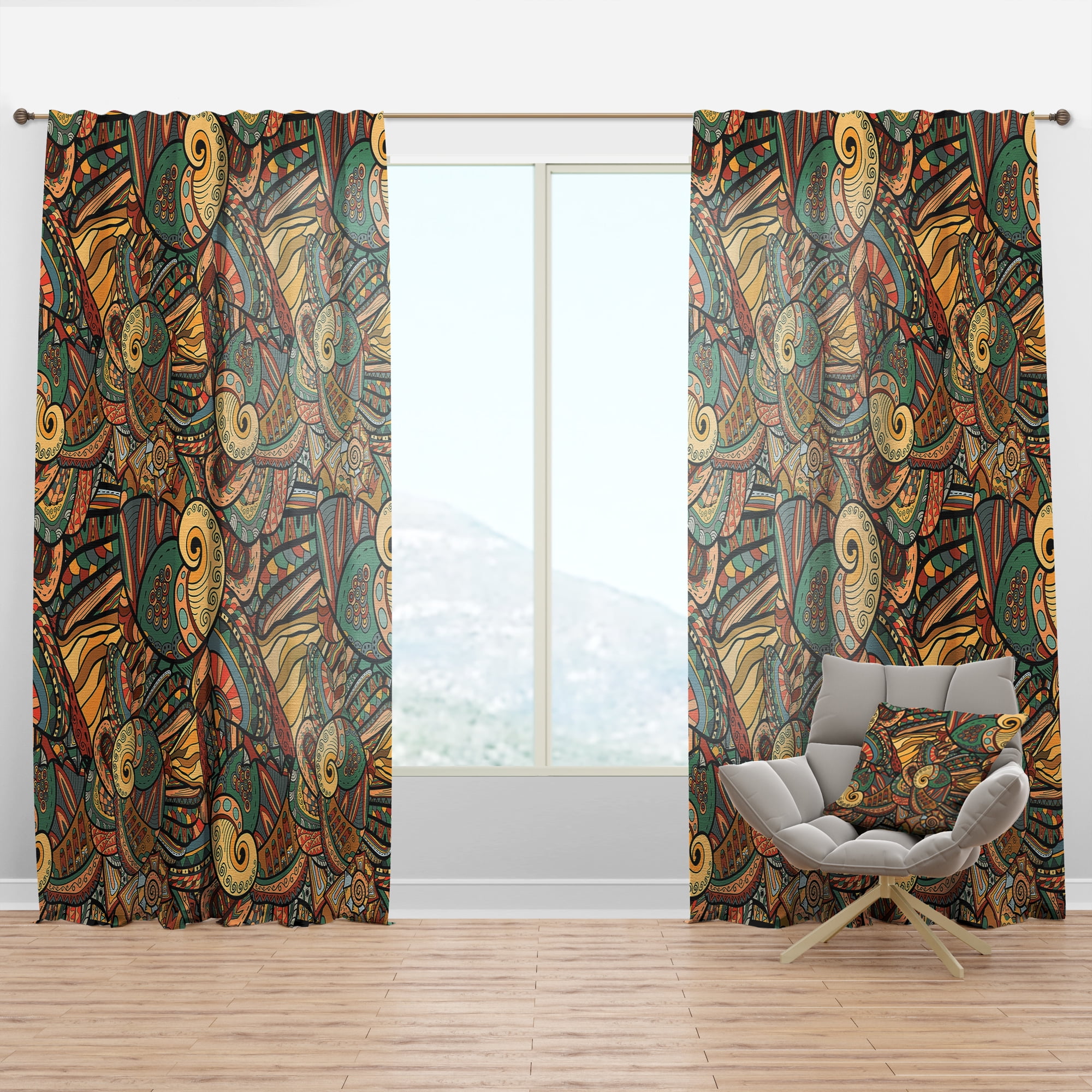 Designart 'Paisley Pattern IX' Bohemian & Eclectic Curtain Panel ...