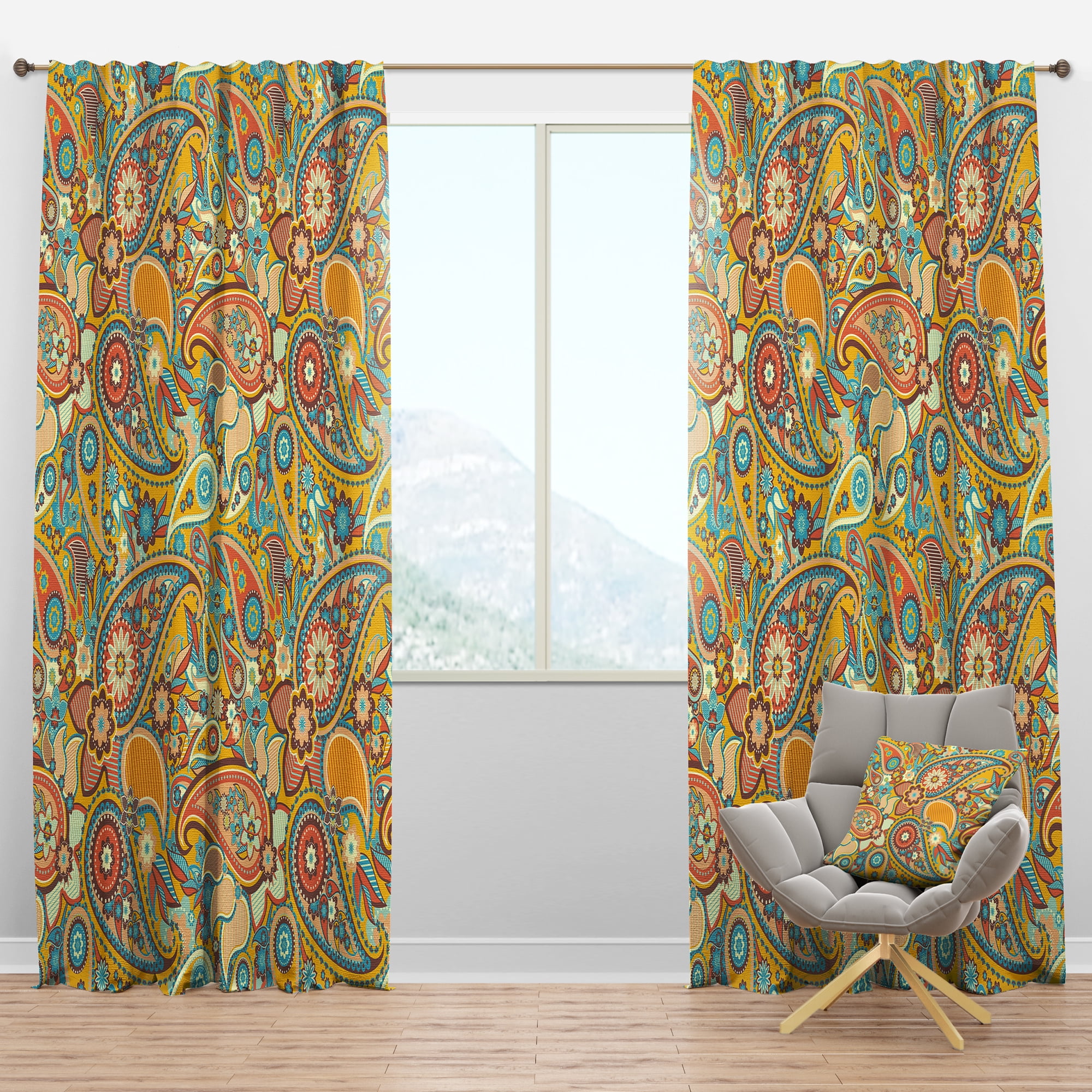 Designart 'Paisley Pattern VII' Vintage Blackout Curtain Panel ...