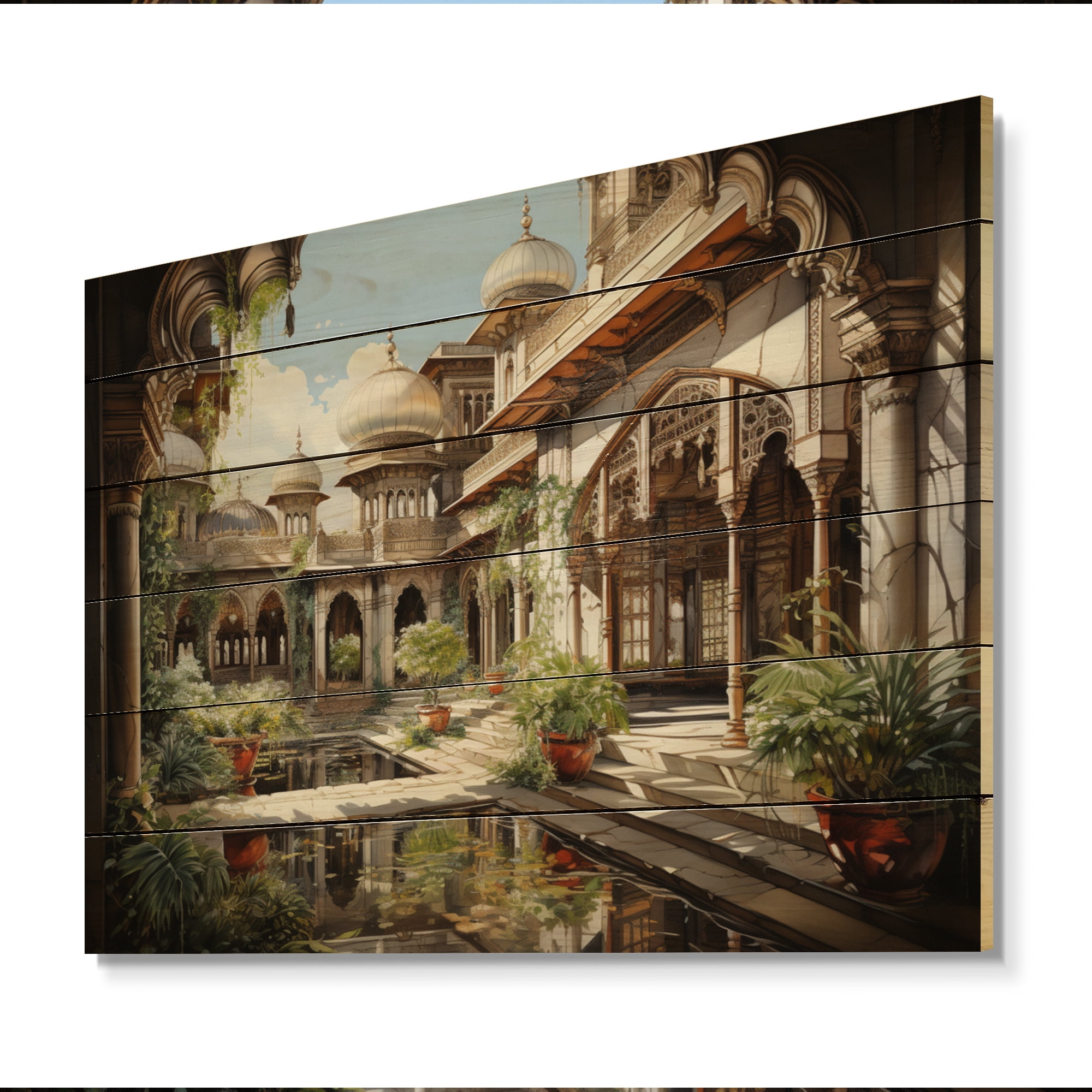 Designart "Palace Splendor Indian Art wall art" Indian Print on Natural ...