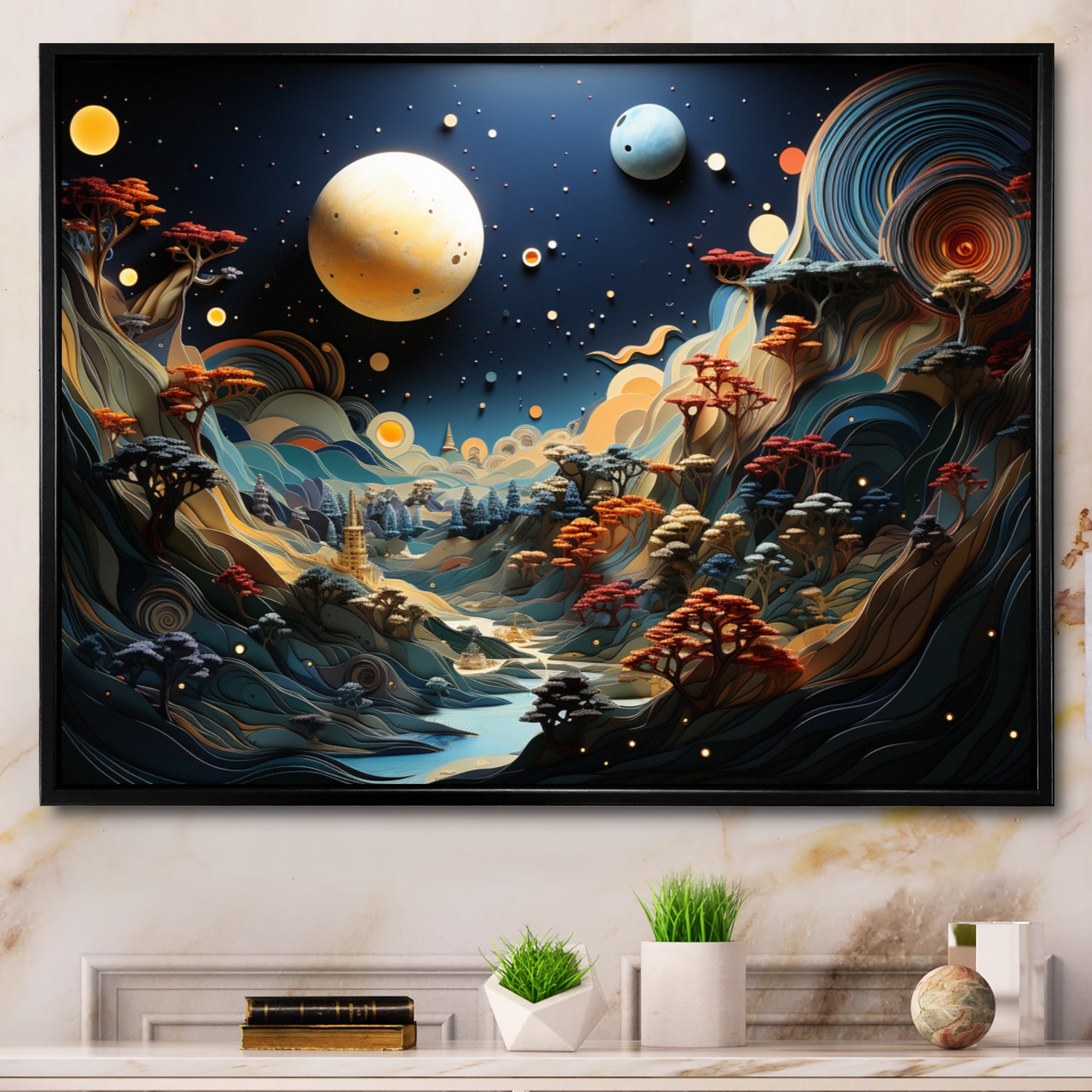 Designart "Palette of Colorful Planetary Art I" Space Planet Floater ...