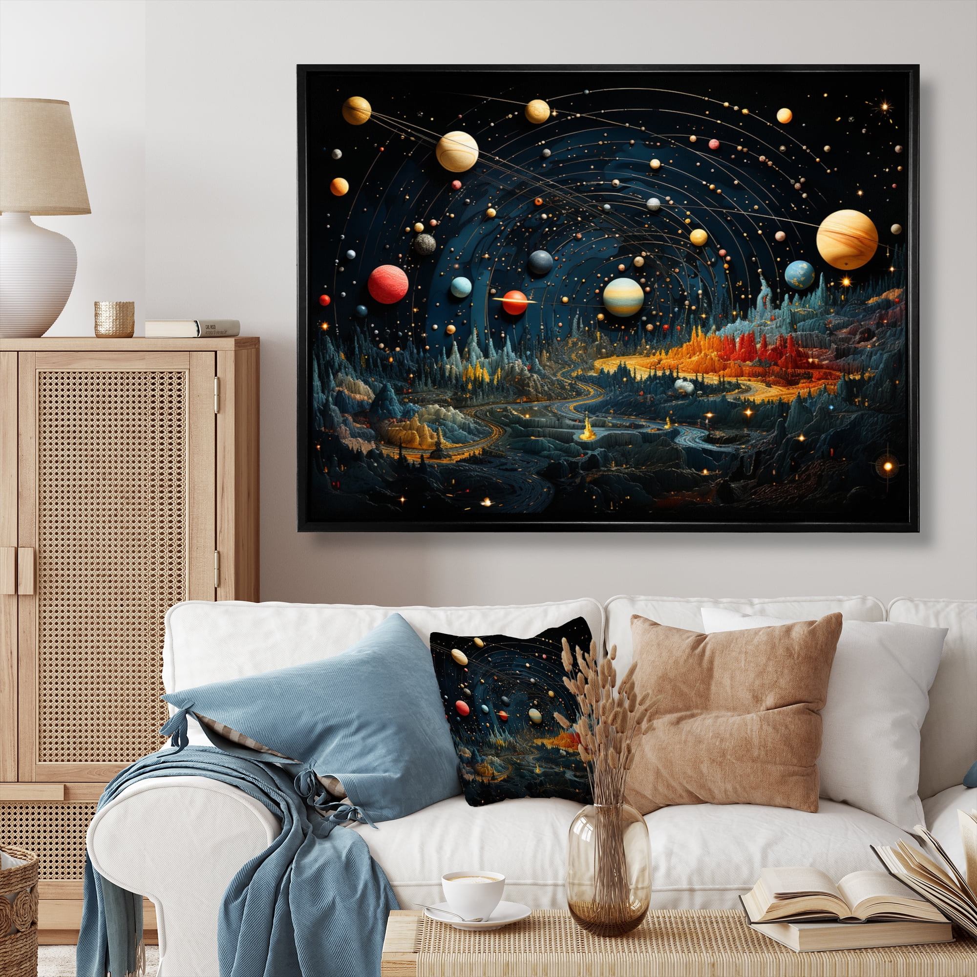 Designart "Palette of Colorful Planetary Art II" Space Planet Floater ...