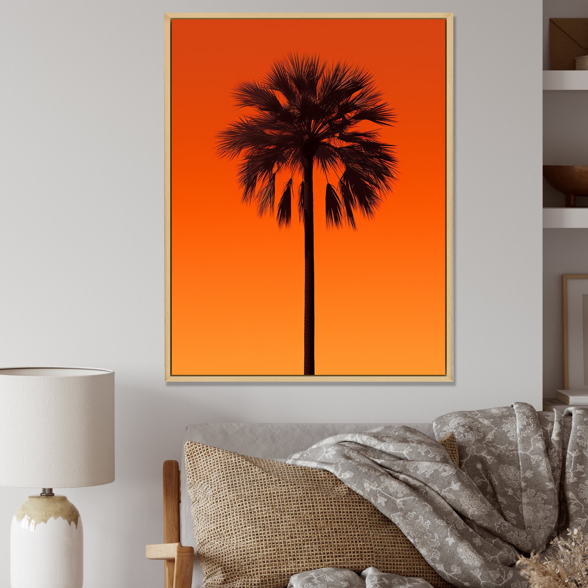 Designart "Palm Tree In The Tangerine Twilight" Palms & Palm Trees ...