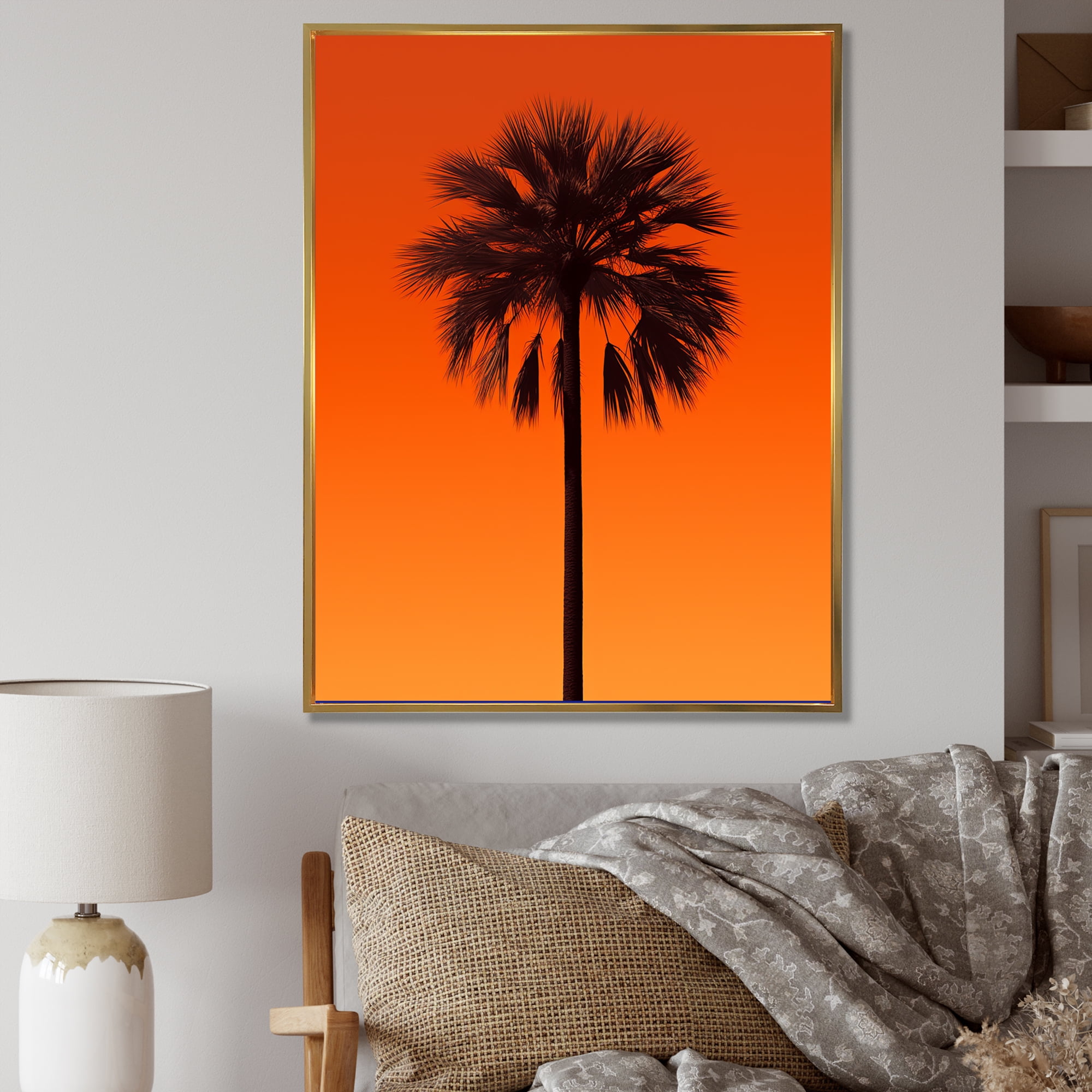 Designart "Palm Tree In The Tangerine Twilight" Palms & Palm Trees ...