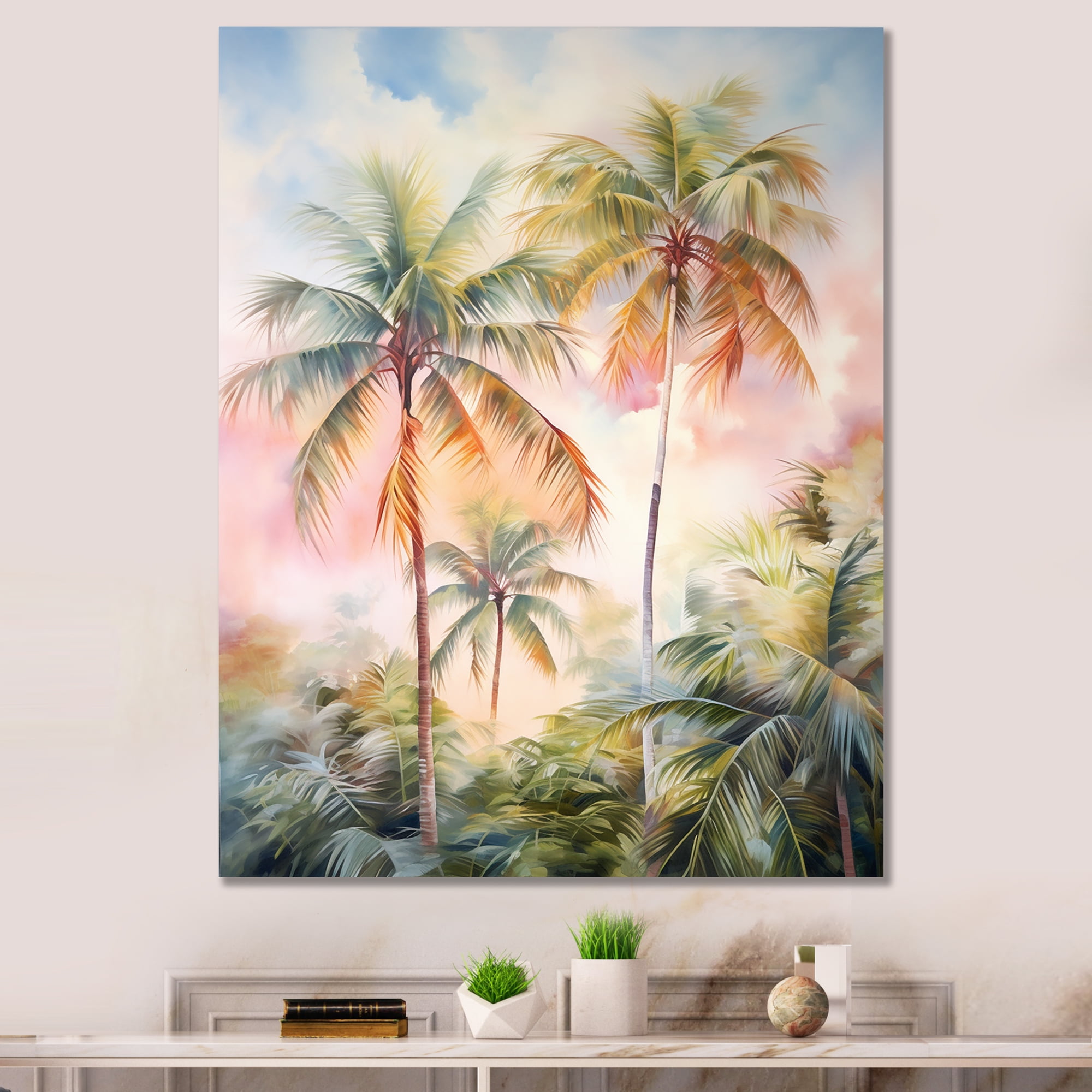 Designart "Palm Trees love Sunset III" Floral Wall Art Print - Walmart.com