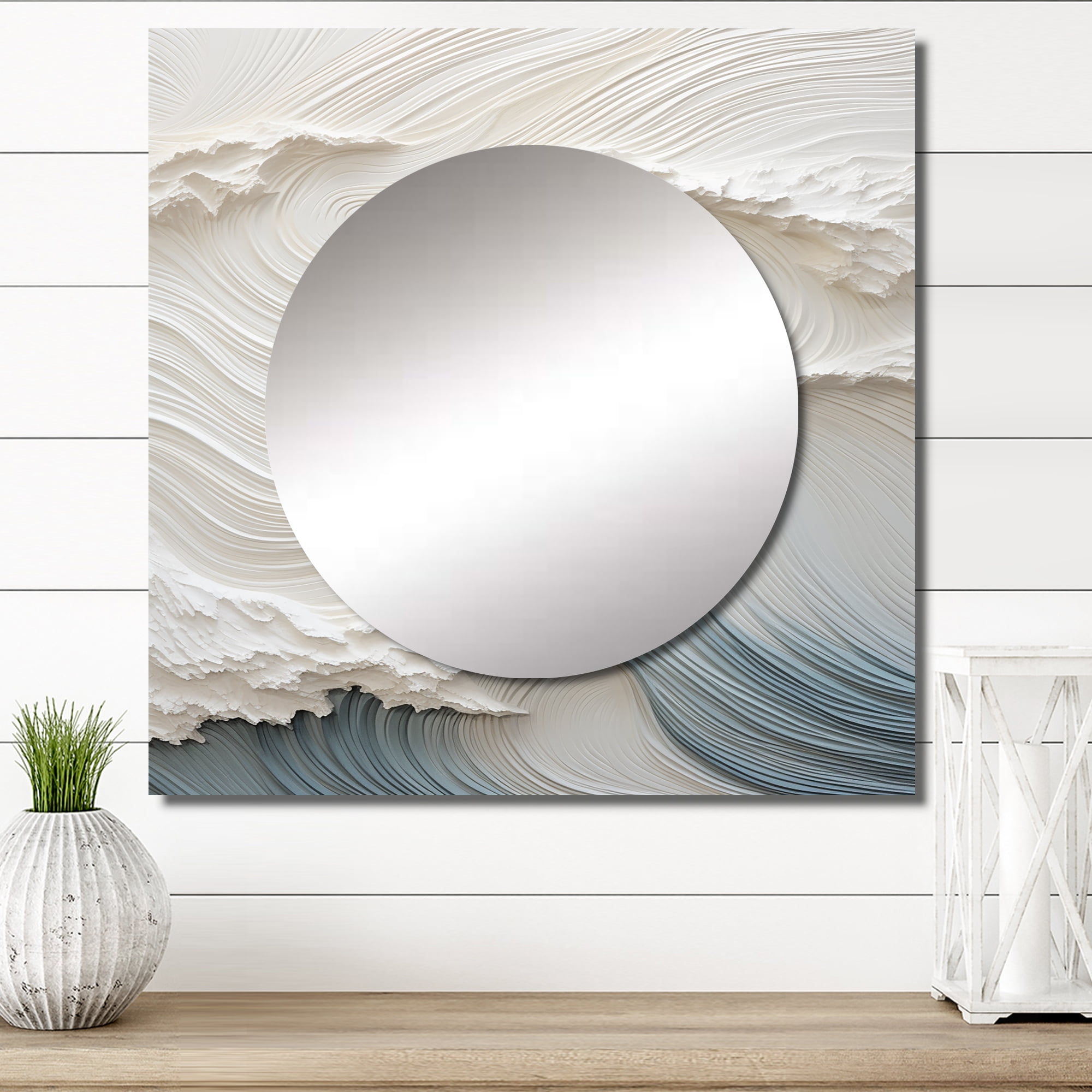 Designart "Papercut-Style Waves In White And Blue I" coastal waves ...