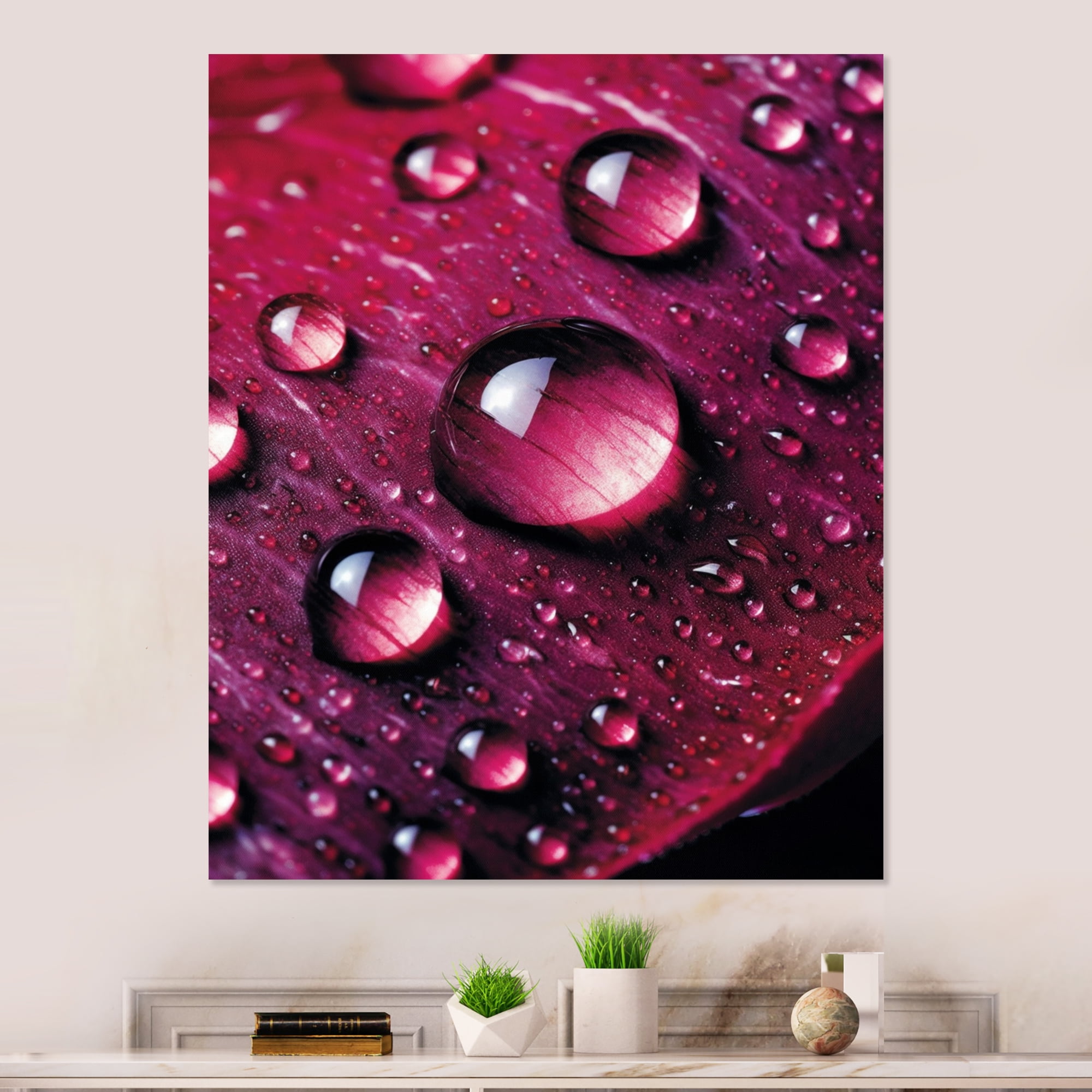 Designart "Passionate Red Rose with Raindrops XVI" Roses Metal Wall ...