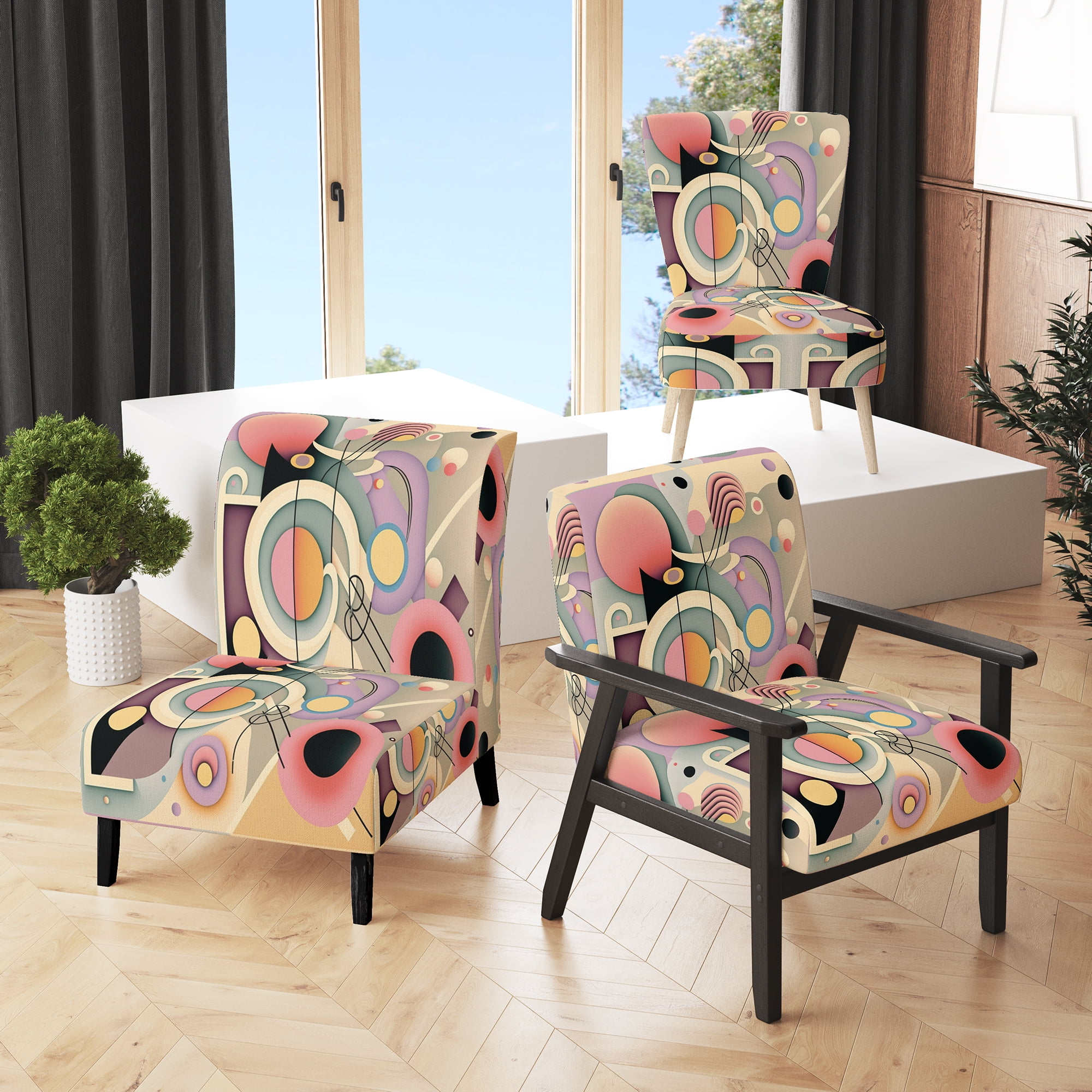 Designart "Pastel Art Deco IV" Upholstered Modern & Contemporary Accent ...
