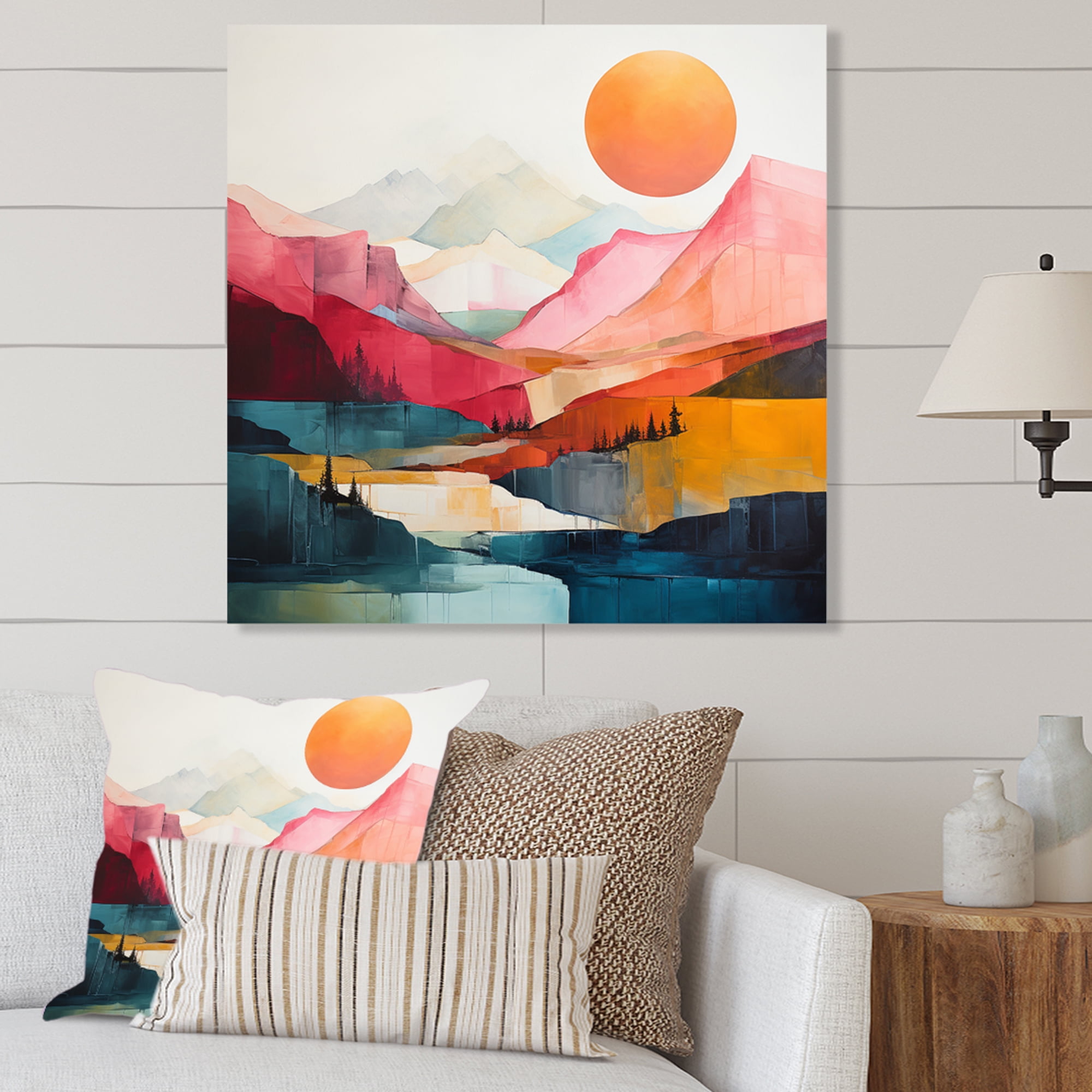 Designart "Pastel Bold Sunset horizon IV" Abstract Metal Wall Art ...