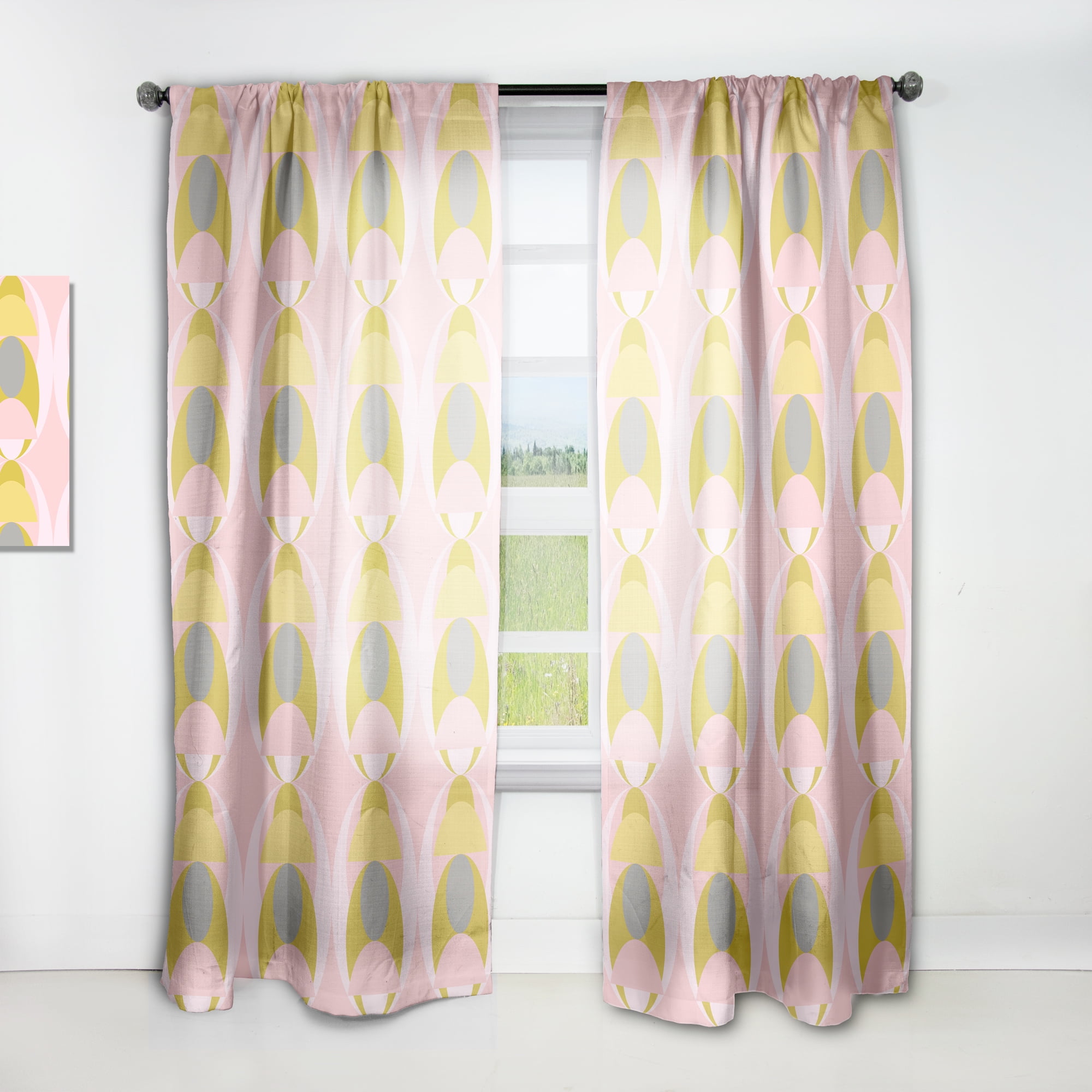 Designart 'Pastel Circular Retro Pattern IV' Mid-Century Modern Curtain ...