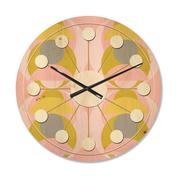 Designart 'Circular Retro Geometry' Mid-Century Modern Wood Wall Clock ...