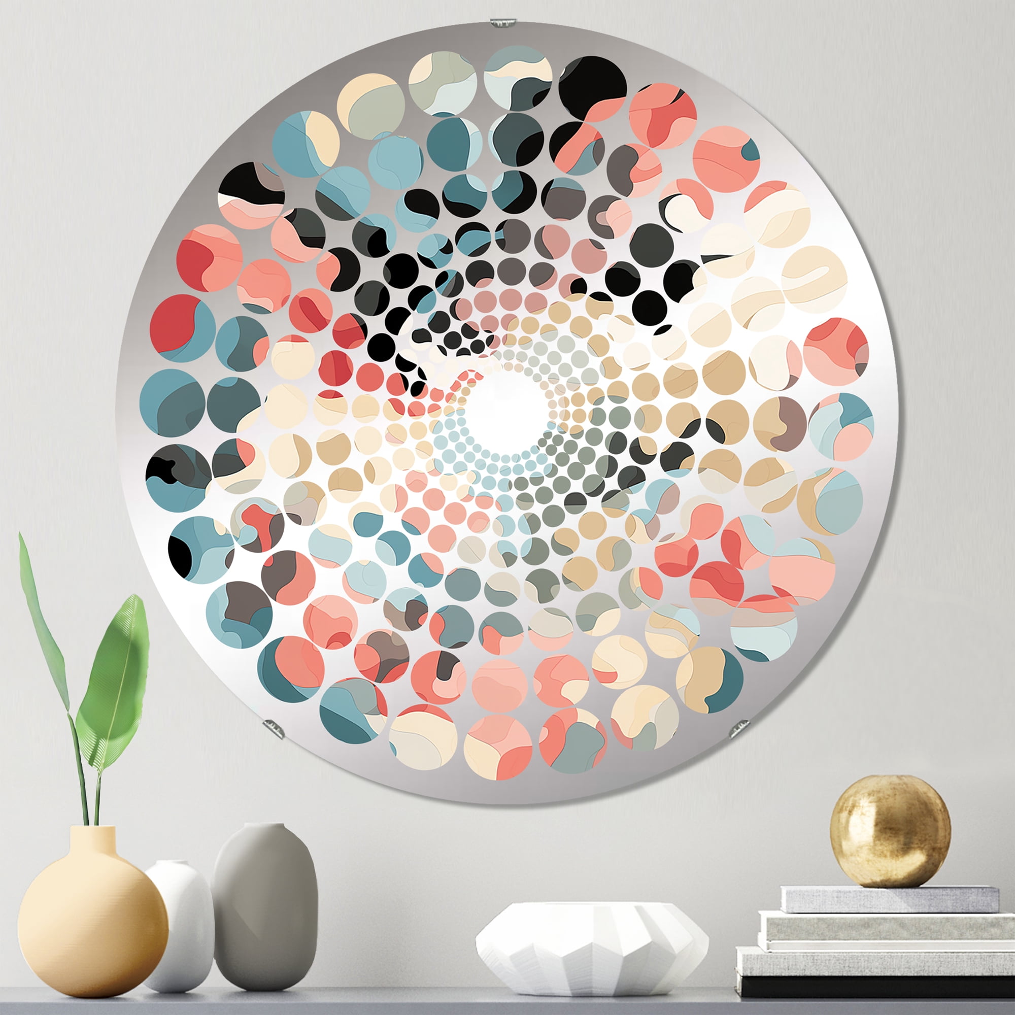 Designart "Pastel Currents Blend" Camouflage Radial Dot Round Wall ...