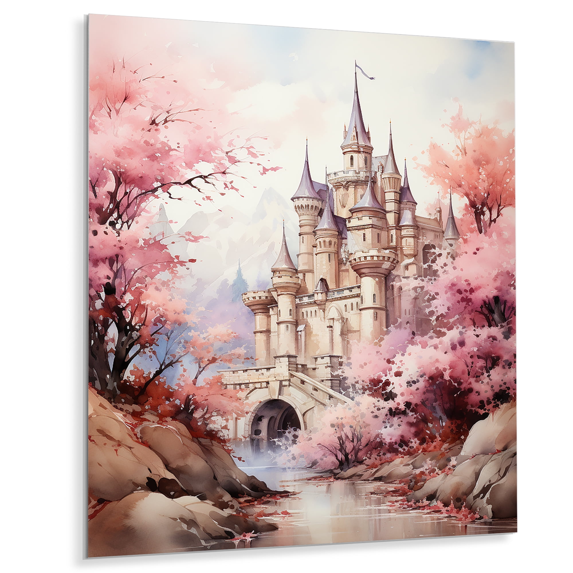 Designart "Pastel Dreams of Castles II" Castles Metal Wall Art ...