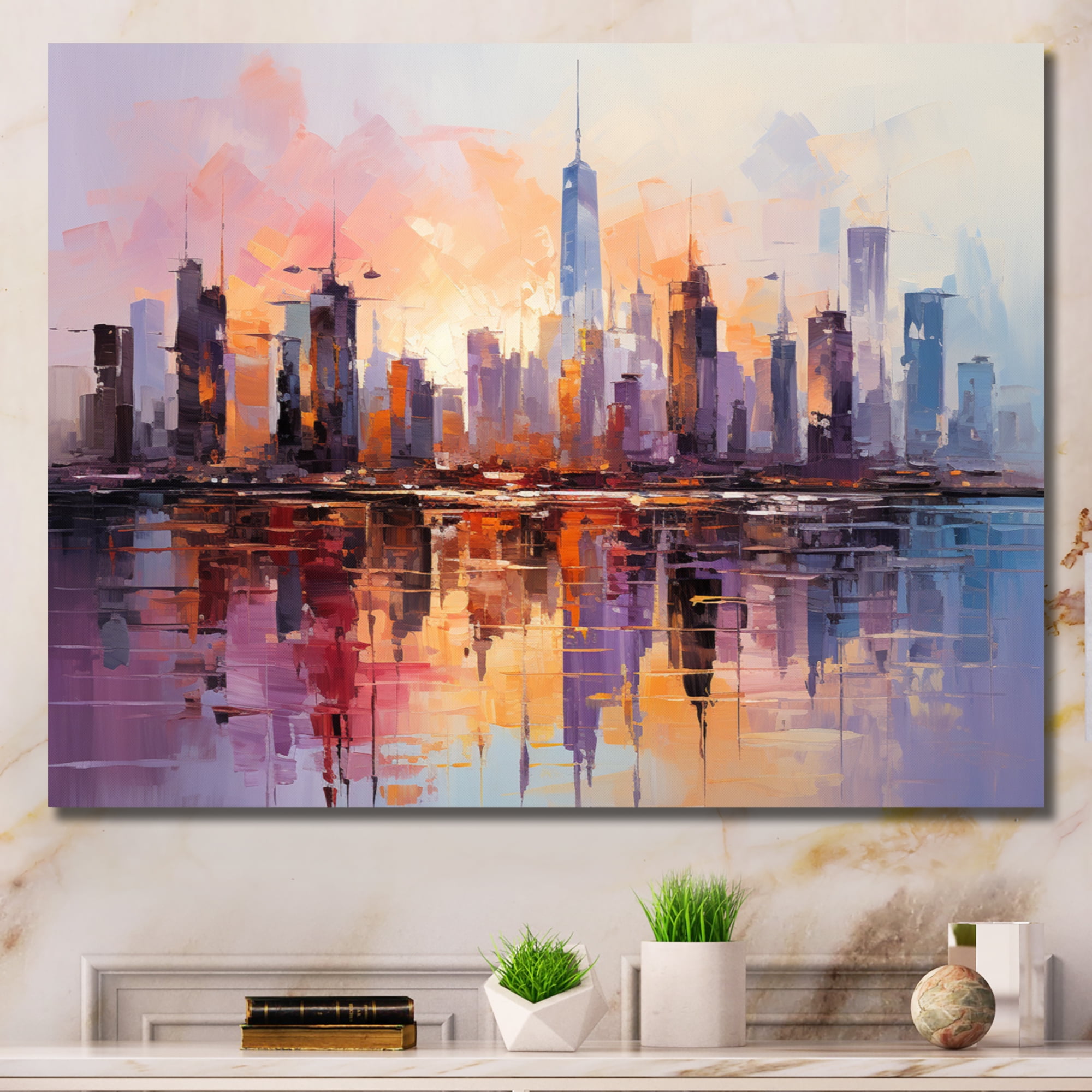 Designart "Pastel Giants Skyscrapers in the City II" Architecture Wall ...