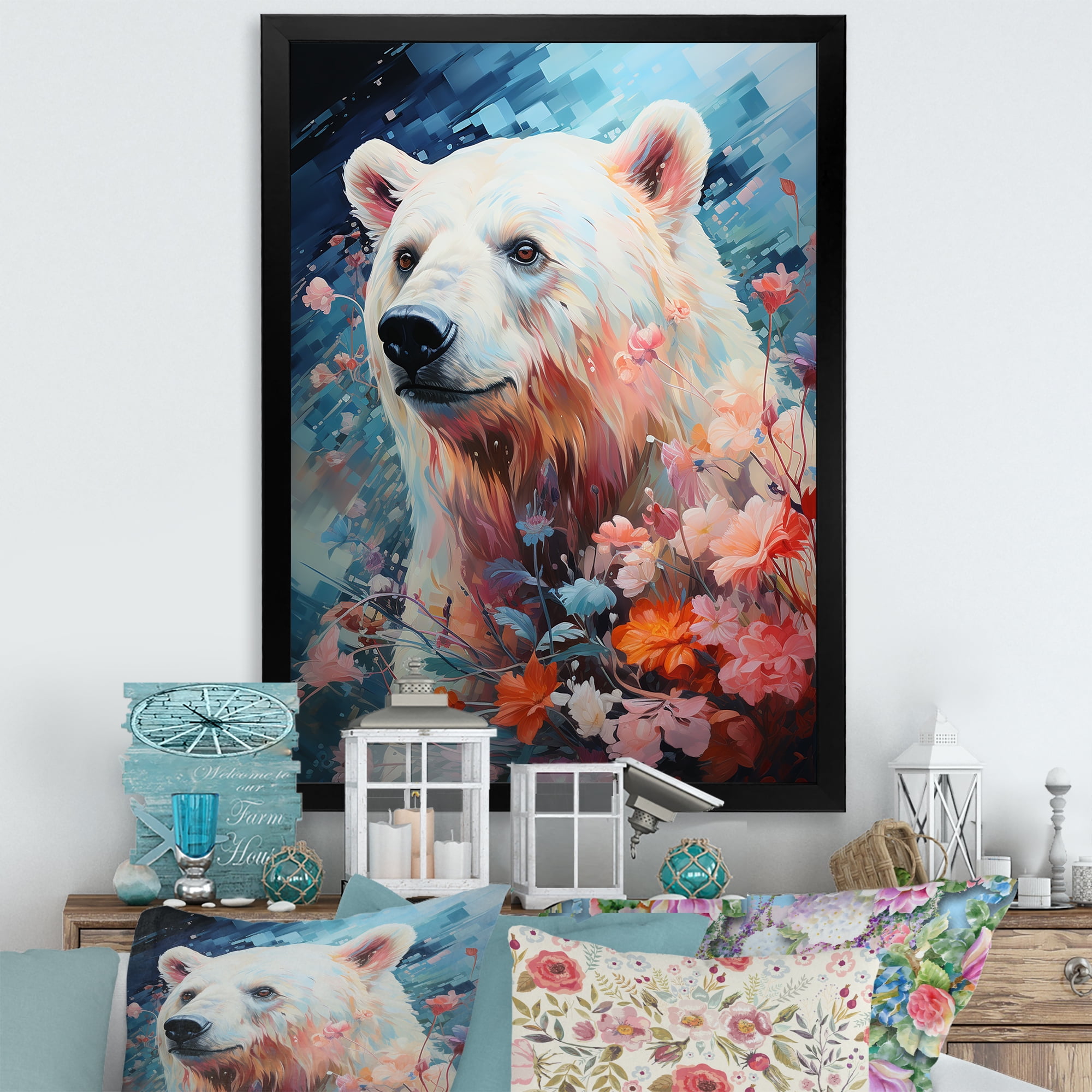 Designart "Pastel Hued Polar Bear Tranquility" Animals Bear Picture ...