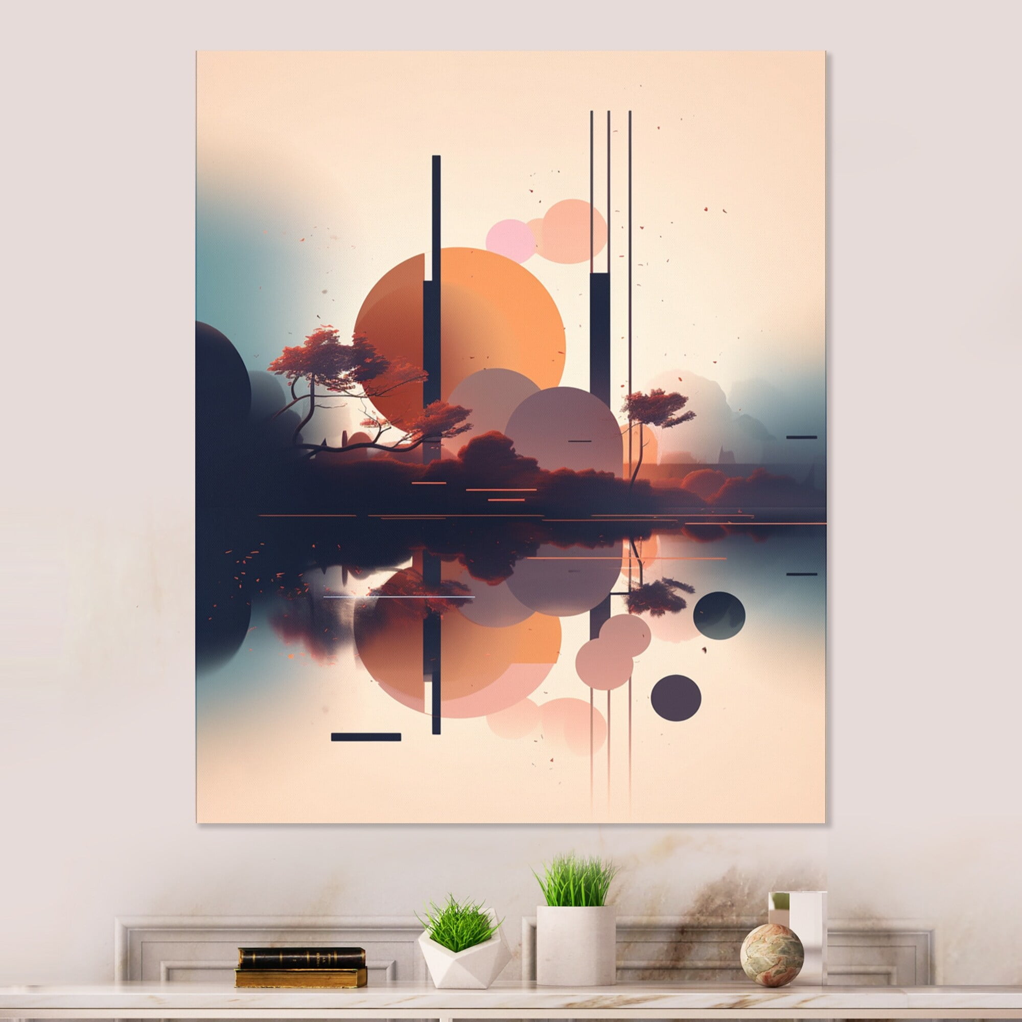 Designart "Pastel Serenity Mid-Century Bliss IV" Minimalism Metal Wall ...