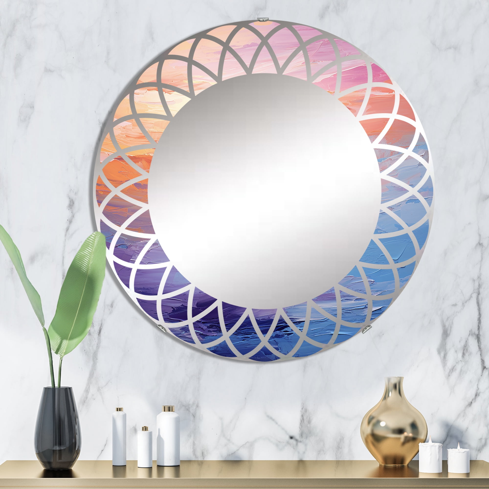 Designart "Pastel Sunset with Bold Colors II" Landscapes Round Wall ...