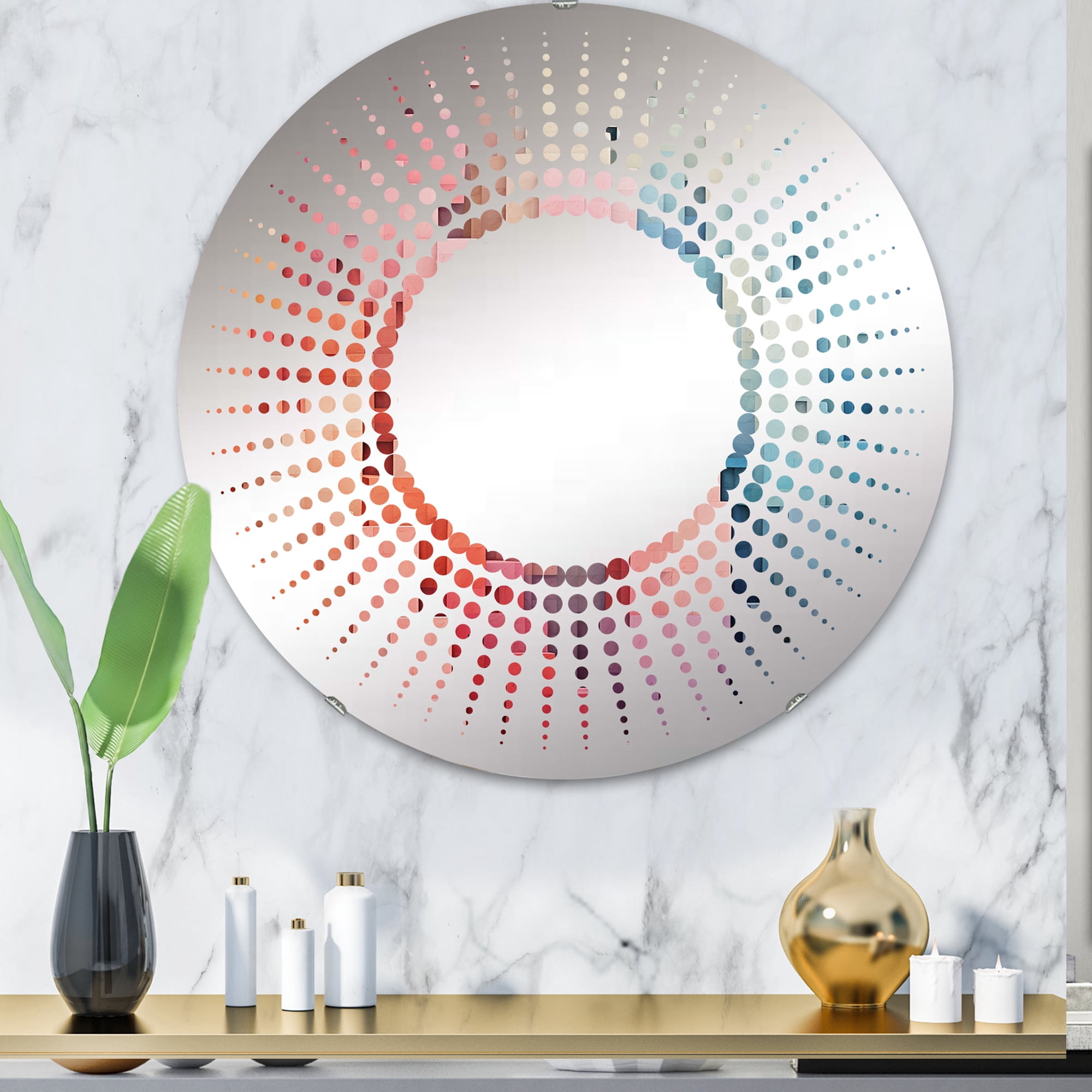 Designart "Pastel Tower Serenity I" Towers Starburst Round Wall Mirror ...