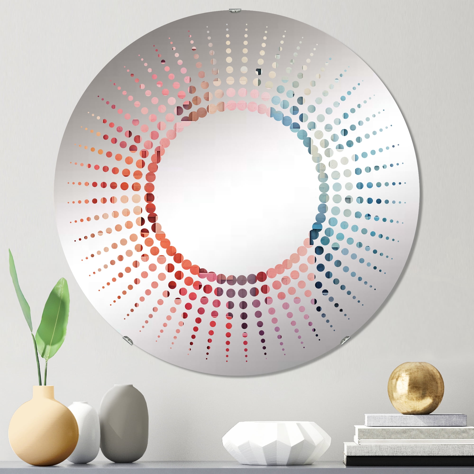 Designart "Pastel Tower Serenity I" Towers Starburst Round Wall Mirror ...