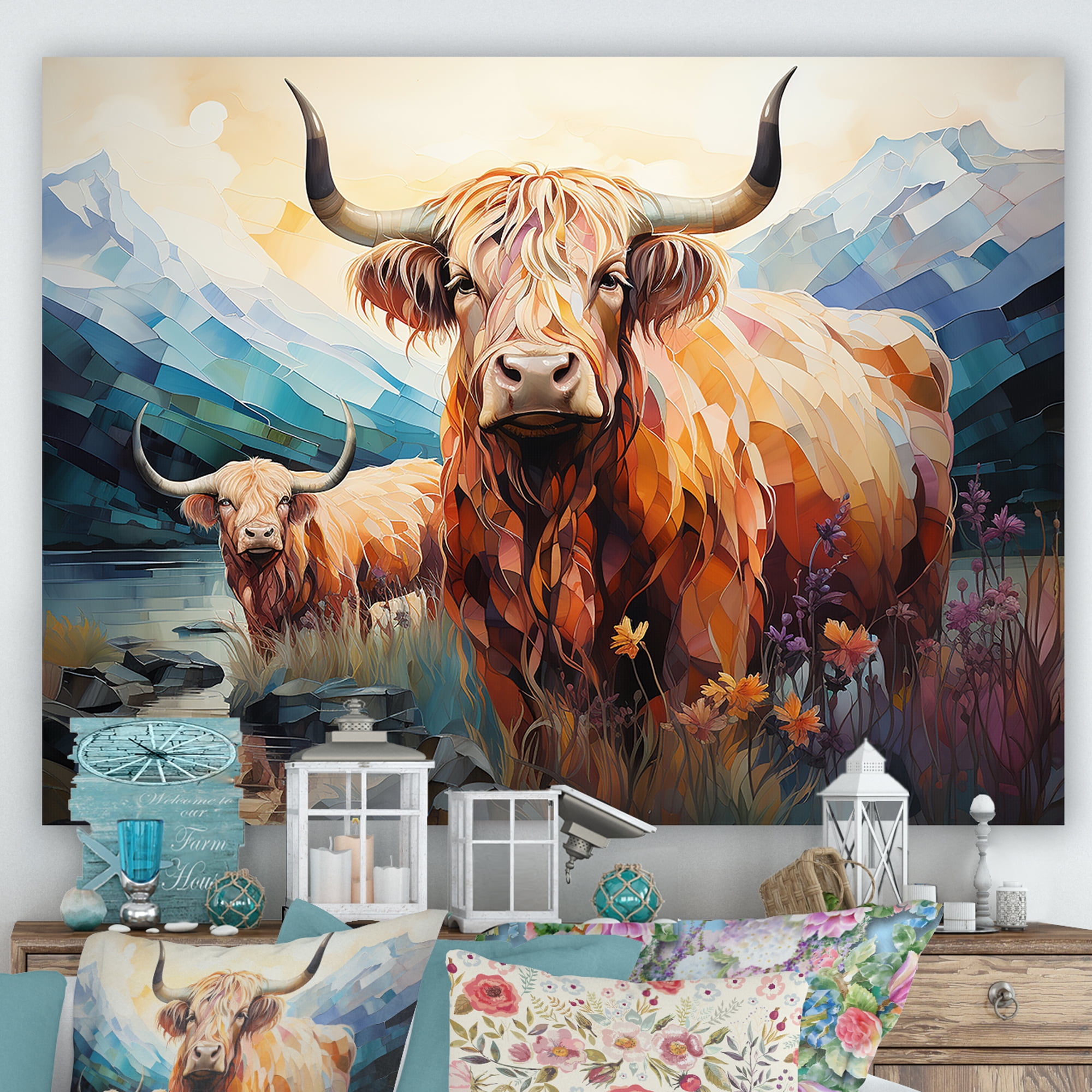 Designart "Pastel Yak Wilderness Territory I" Yaks Wall Decor - Walmart.com