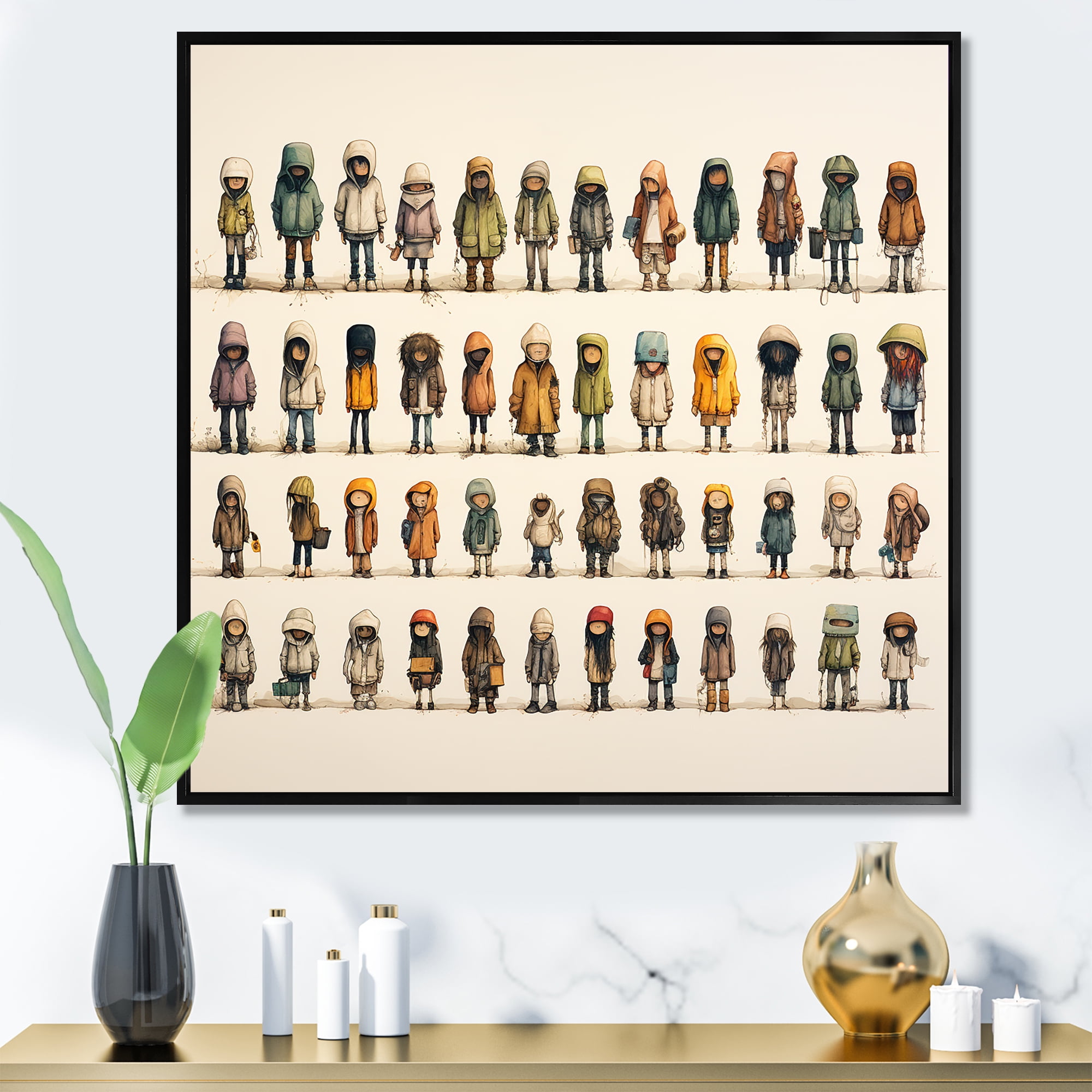 Designart "Patchwork People Art for Children I" Abstract Framed Wall ...