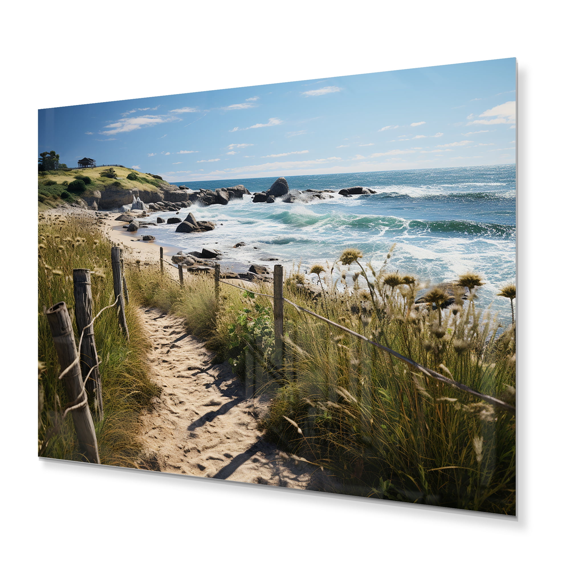 Designart "Path Beach horizon" Nautical & Beach Metal Art Print ...