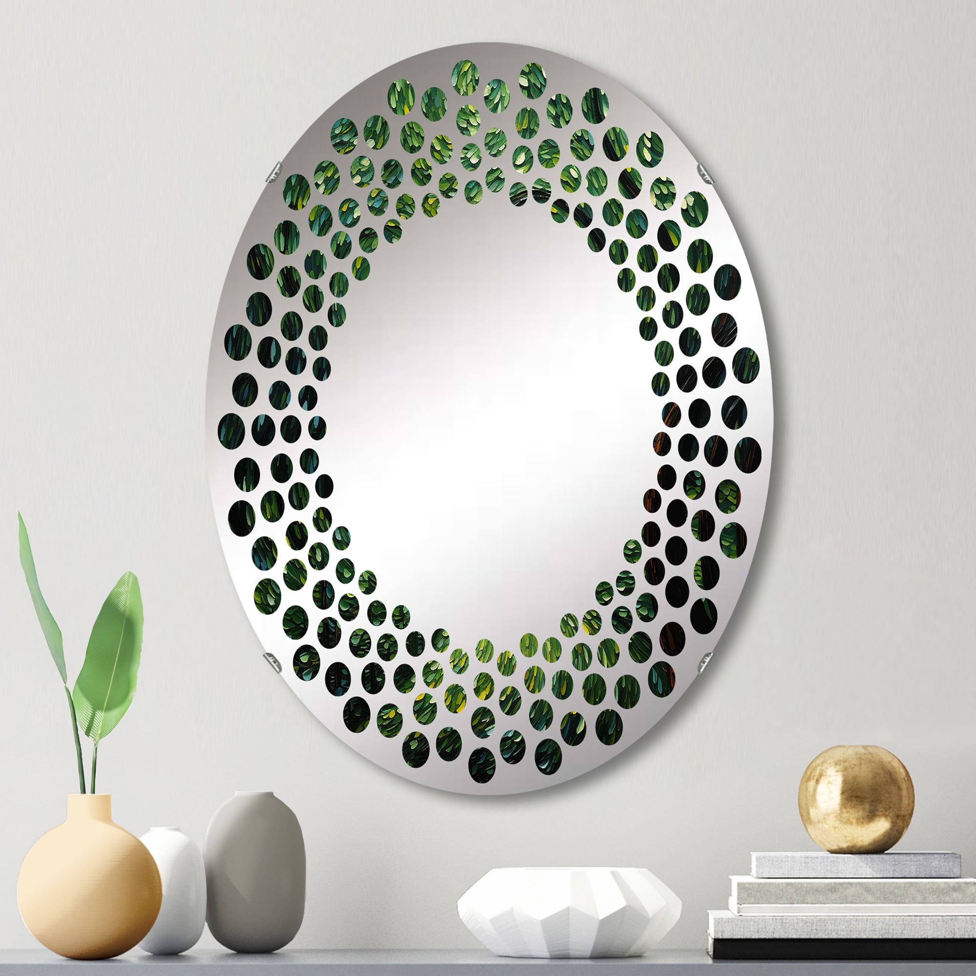 Designart "Path into the Enchanted Woods II" Popcorn Polka Dot Round ...