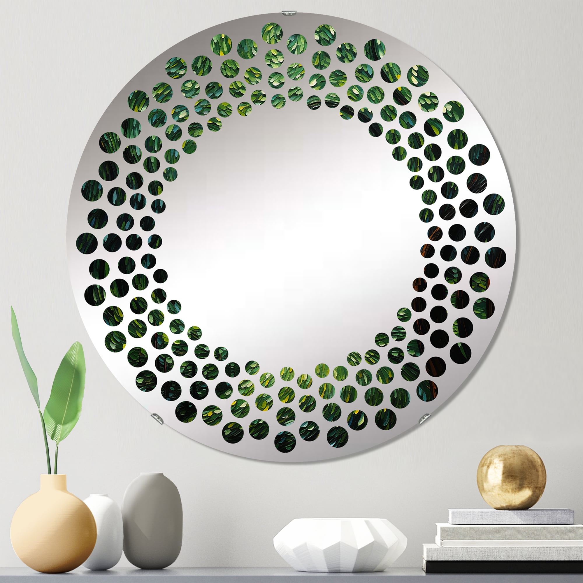 Designart "Path into the Enchanted Woods II" Popcorn Polka Dot Round ...